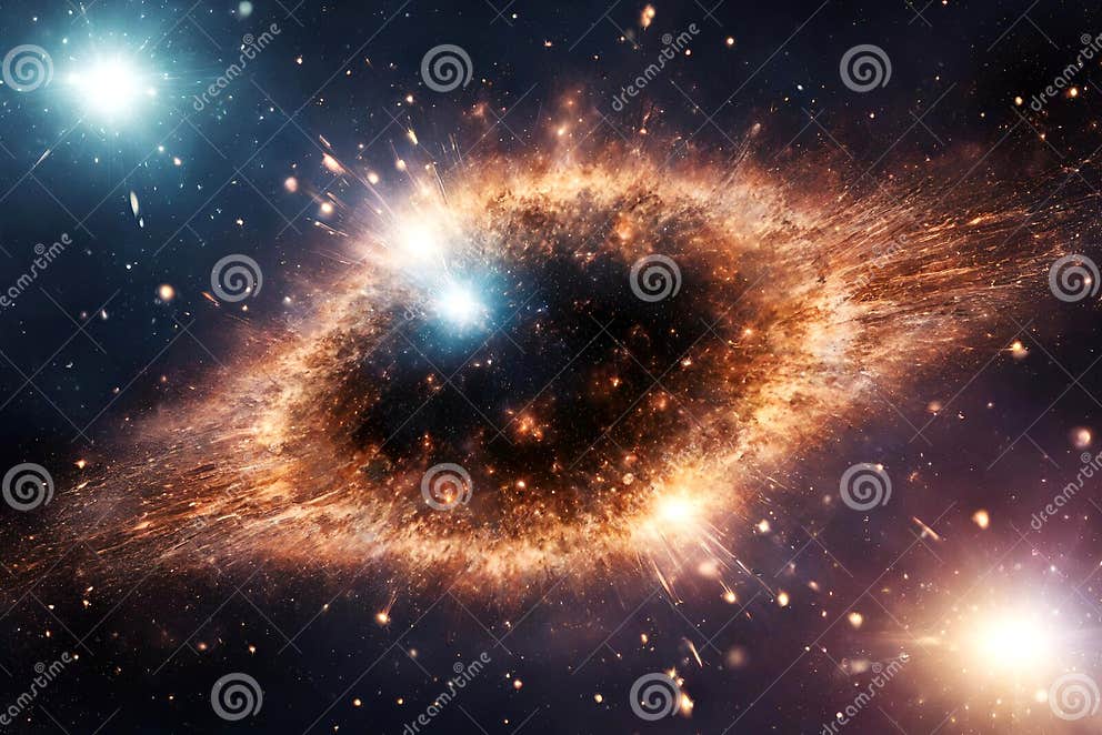Big Galaxy Explosion in Space, Dark Space Background. Stock ...