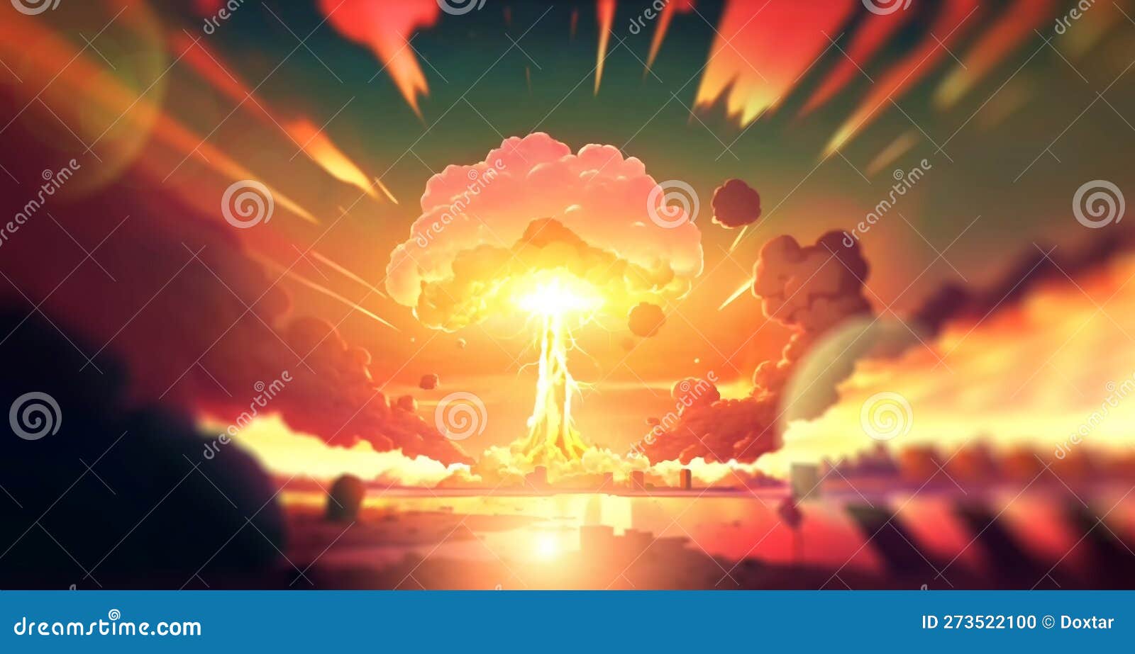 Big Explosion Bang with Smoke and Fire, Bright Light and Glare. Stock ...