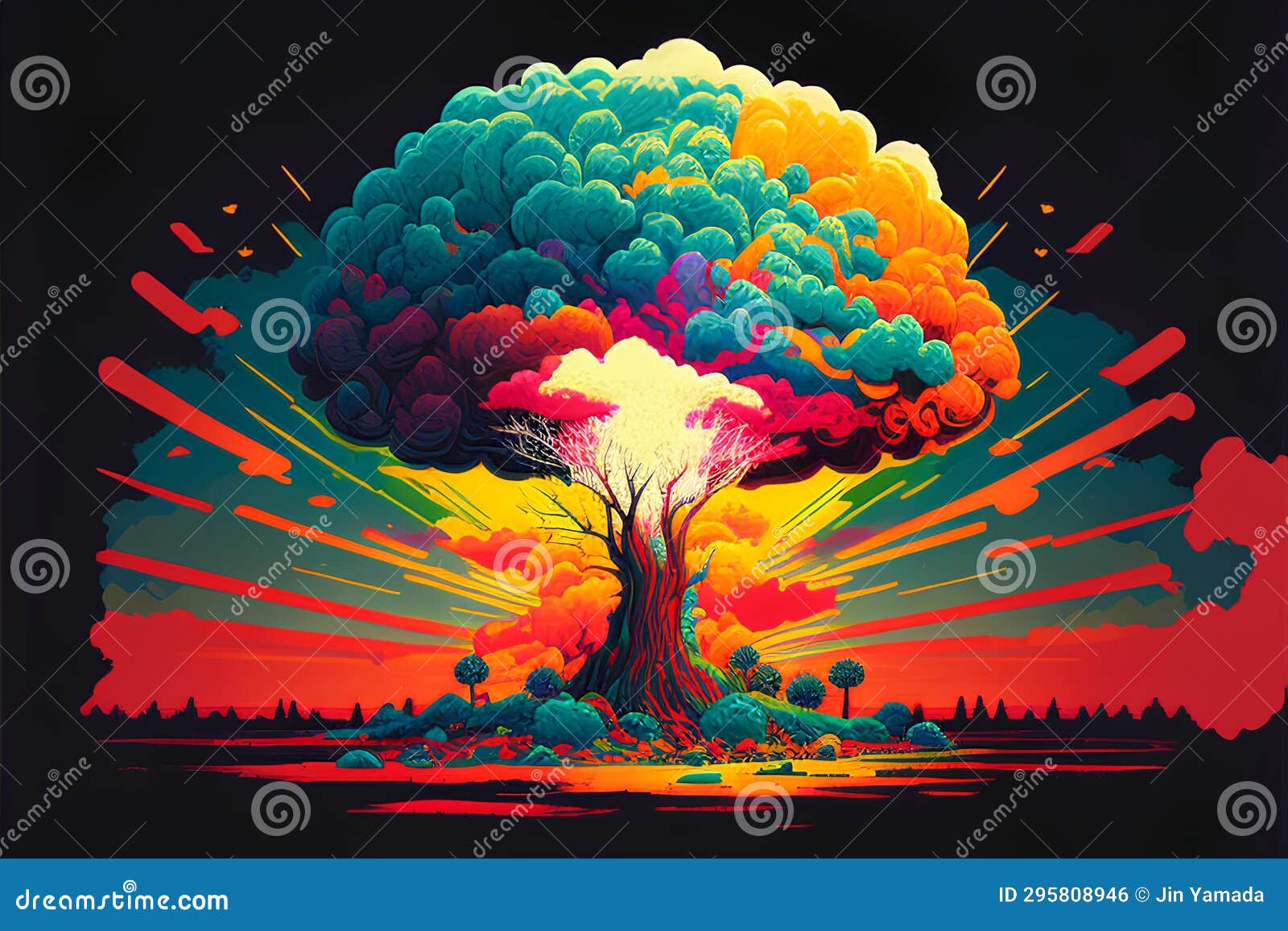 Big Explosion in the Form of a Tree. Colorful Vector Illustration Stock ...
