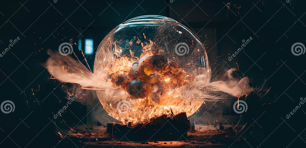 Explosion Inside a Glass Orb, Generative AI Stock Illustration ...