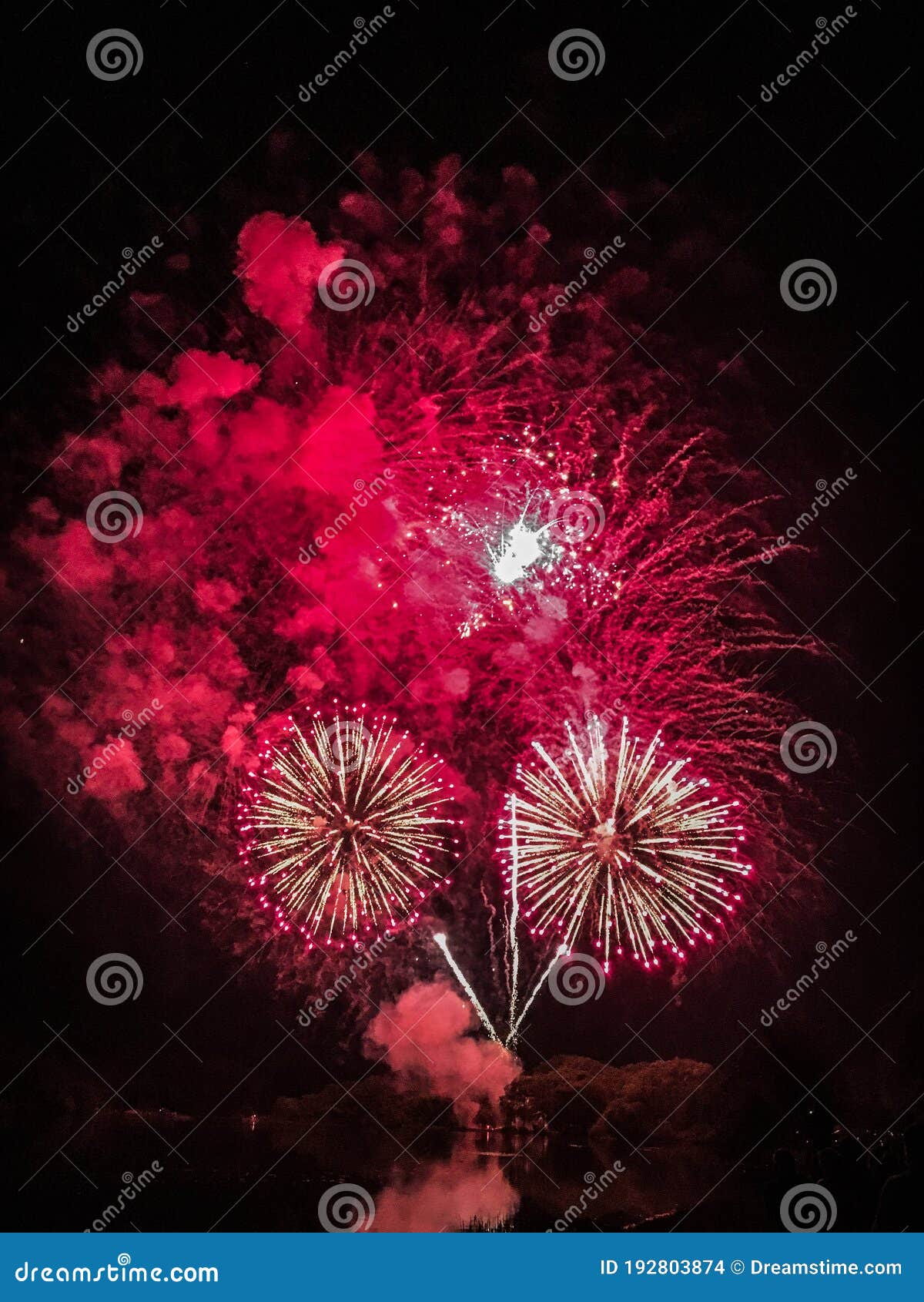 Red fireworks stock photo. Image of loud, explosion - 192803874