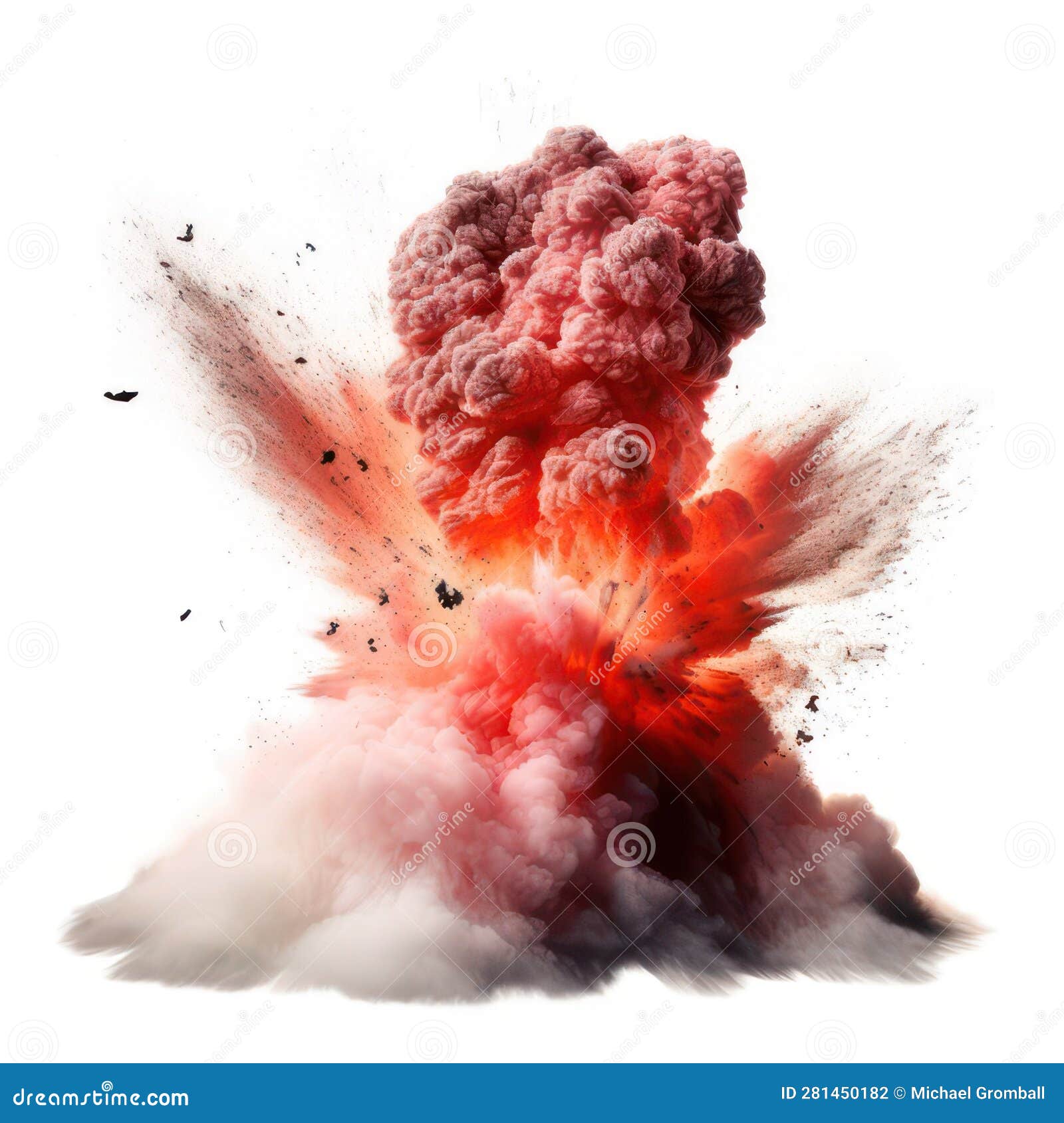 Big Explosion with Red and Black Smoke Isolated on White Created with ...