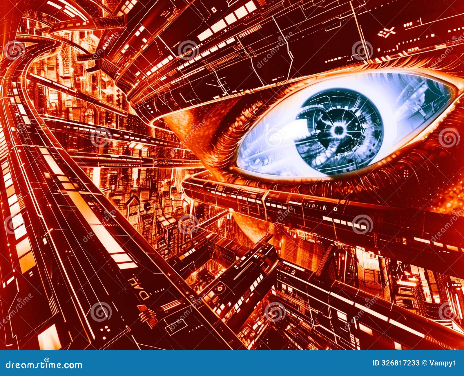Big Eye that Monitors Everything. AI Development. Control of Machines ...