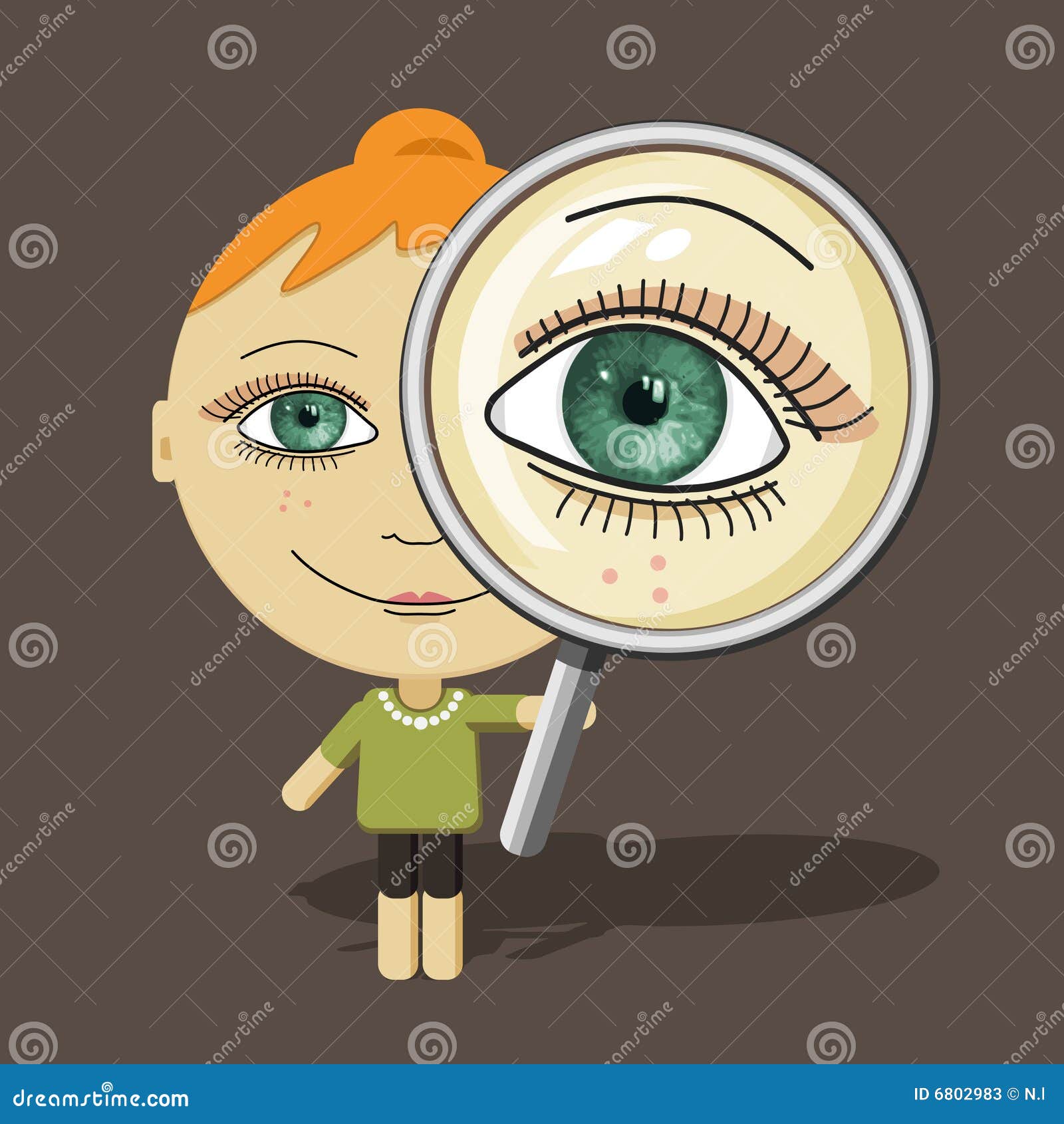 Boy Looking Through A Magnifying Glass Vector Illustration ...