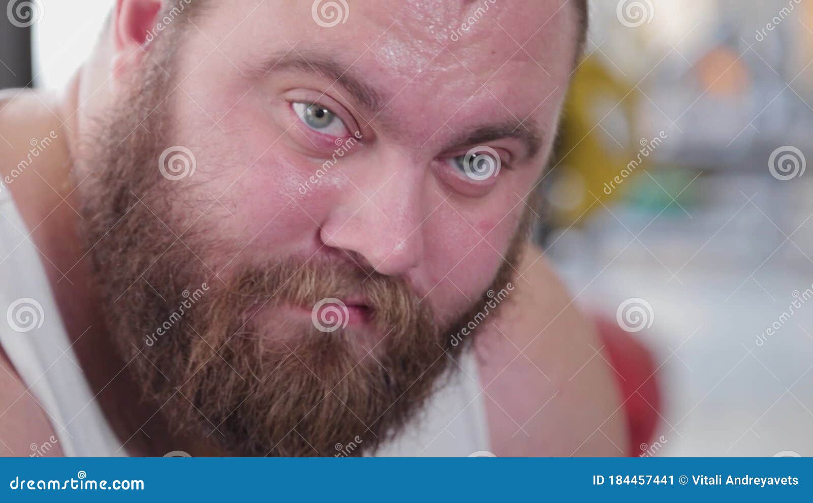 Big face of a bearded man. stock video. Video of interior - 184457441