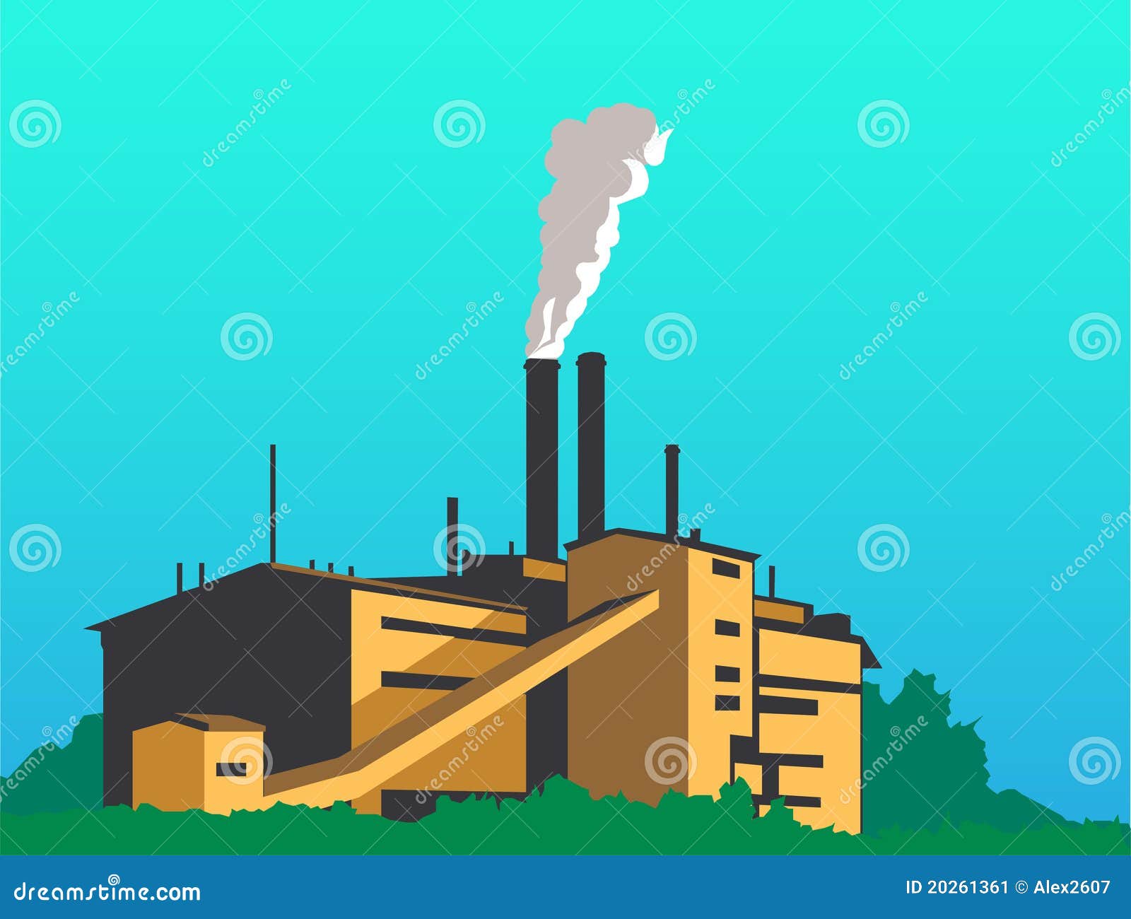Big factory stock vector. Illustration of outdoor, modern - 20261361