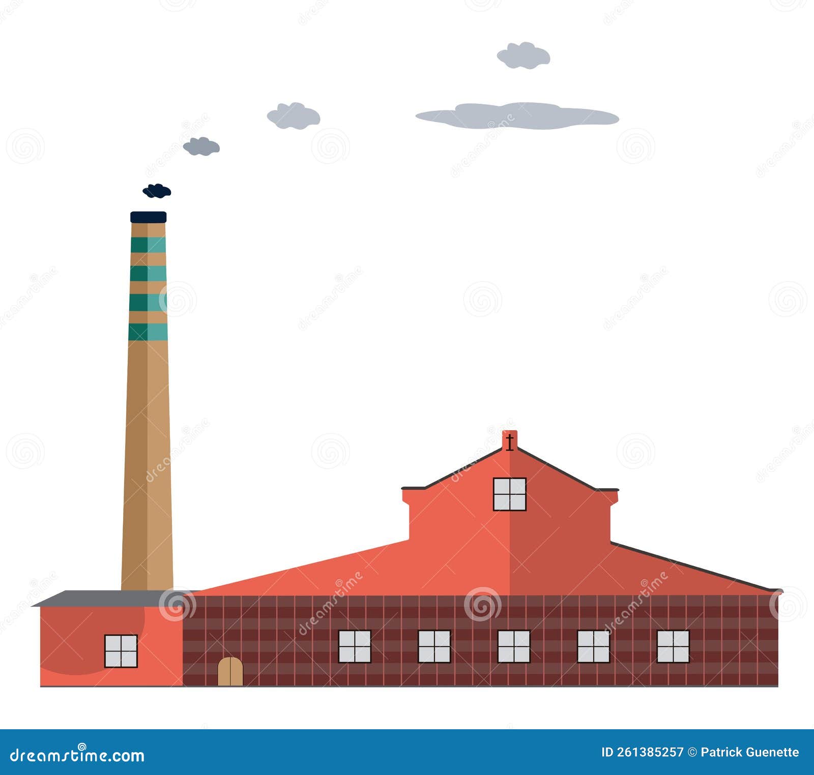 Big factory building, icon stock vector. Illustration of construction ...