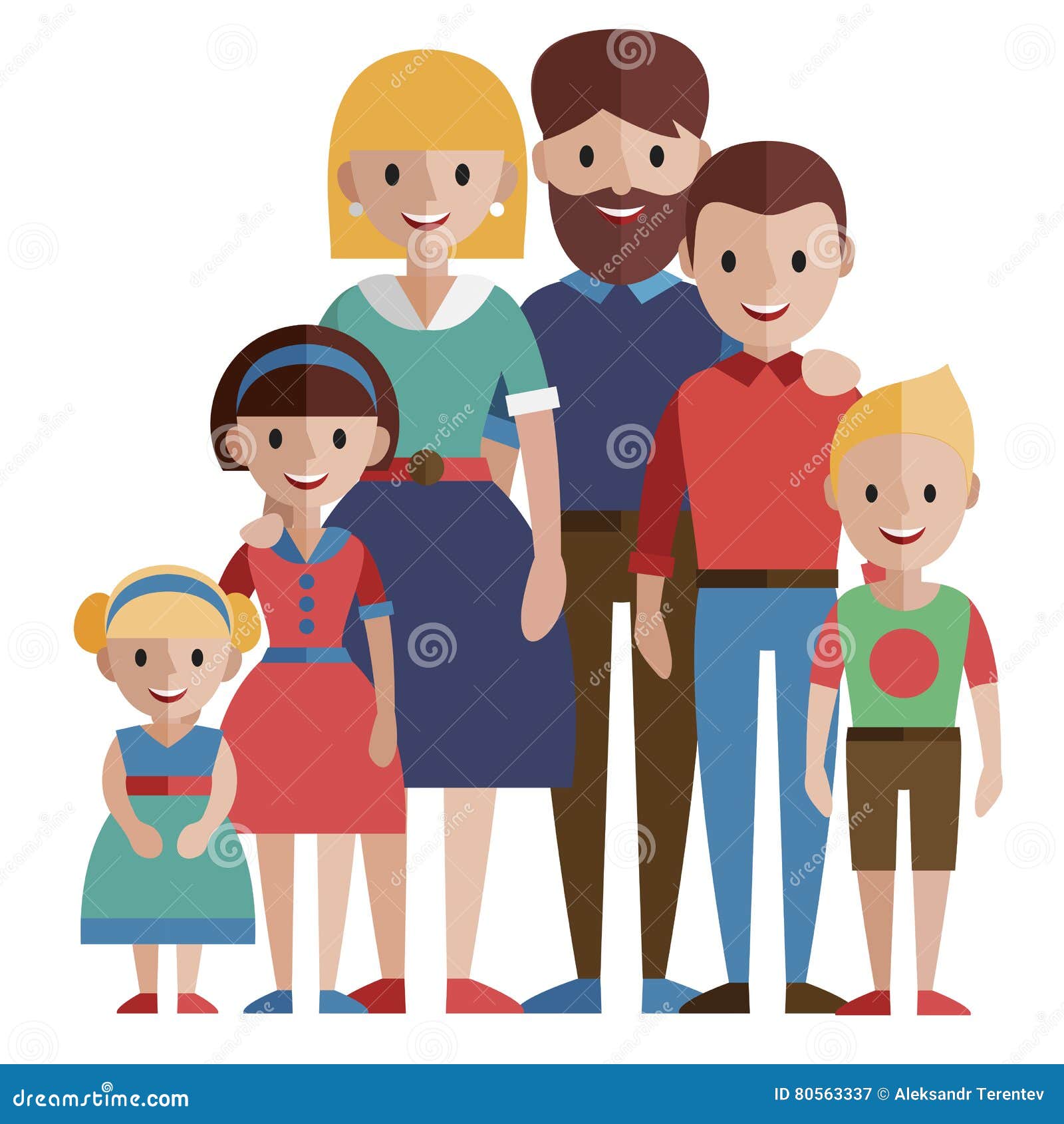Big family portrait. stock vector. Illustration of daughter - 80563337