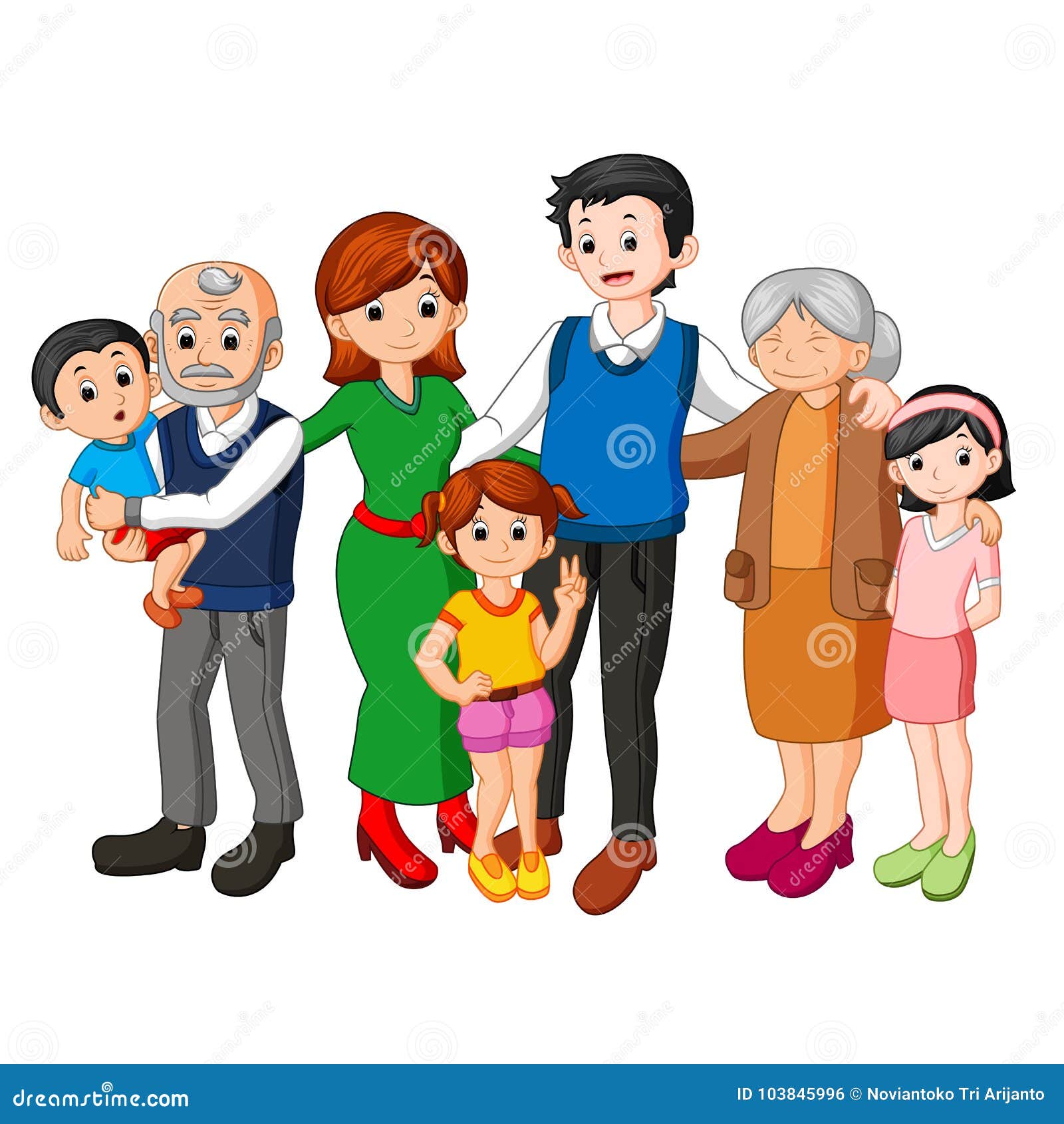 Big Family Together. Cute People, Mom Grandpa Grandmother With Baby ...