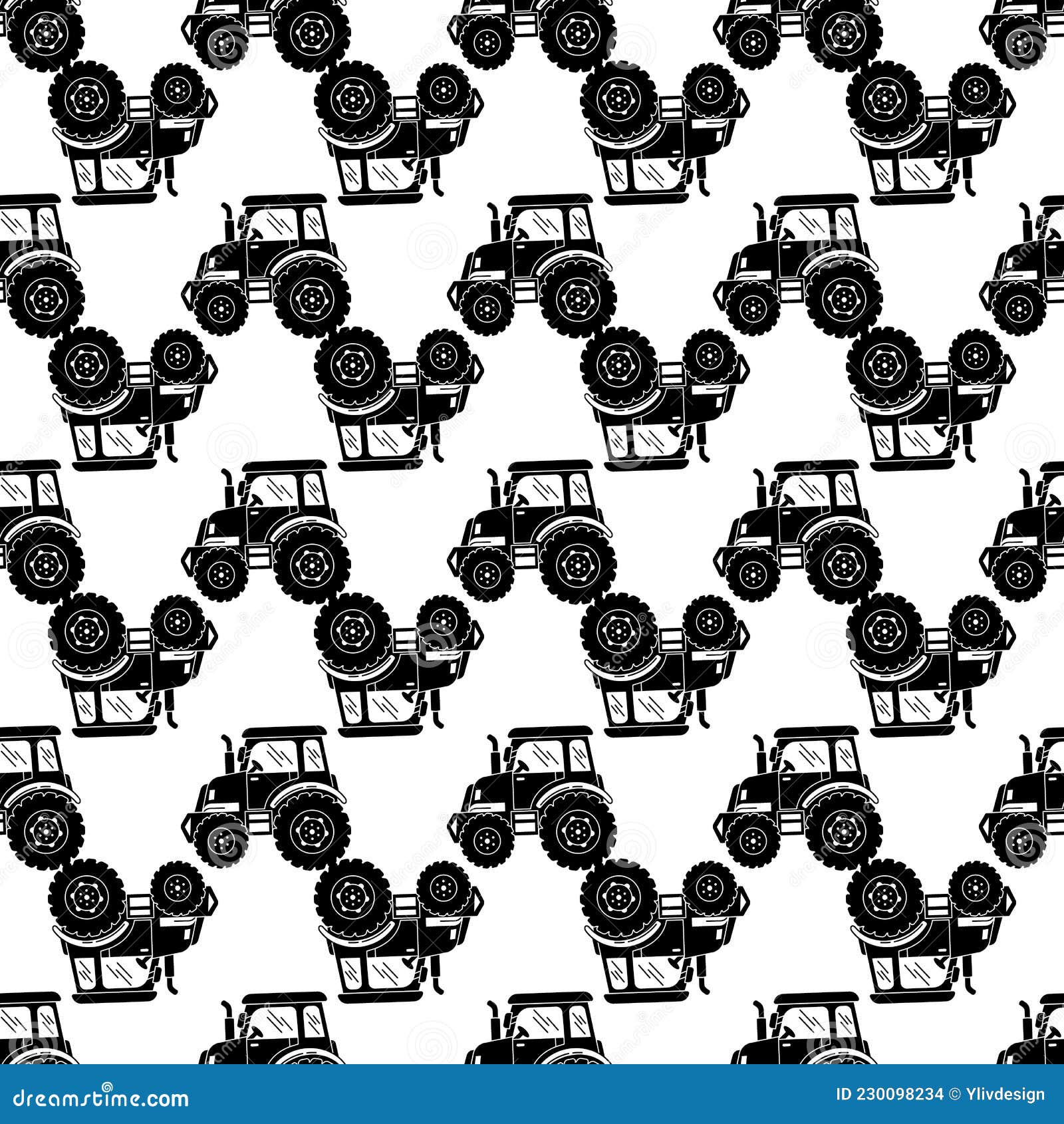 Big Farm Tractor Pattern Seamless Vector Stock Vector - Illustration of ...