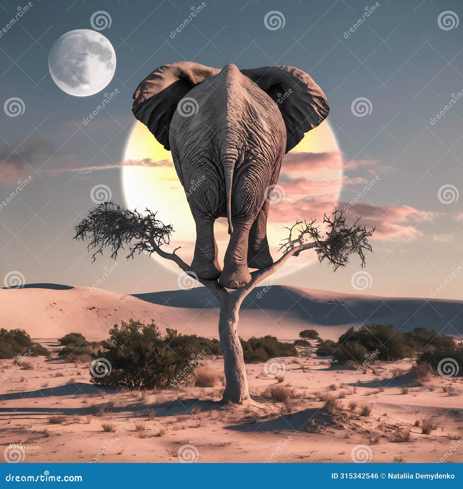 A Big Fat Elephant Climbed a Small Thin Tree Stock Illustration ...