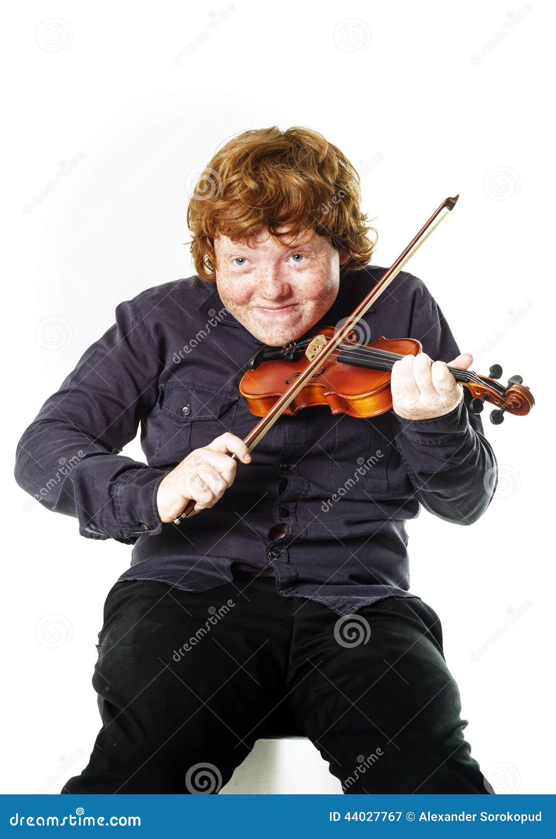 Big Fat Red-haired Boy With Small Violin Stock Image | CartoonDealer ...