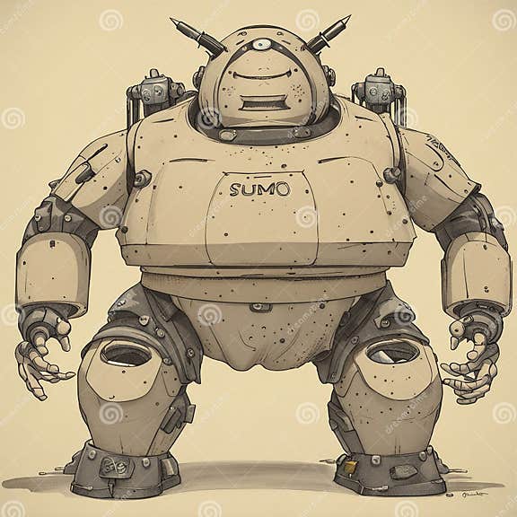 Big Fat Robot Character Design Background Stock Illustration ...