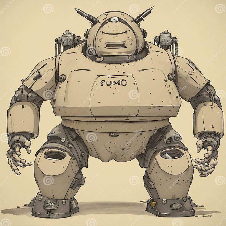Big Fat Robot Character Design Background Stock Illustration ...