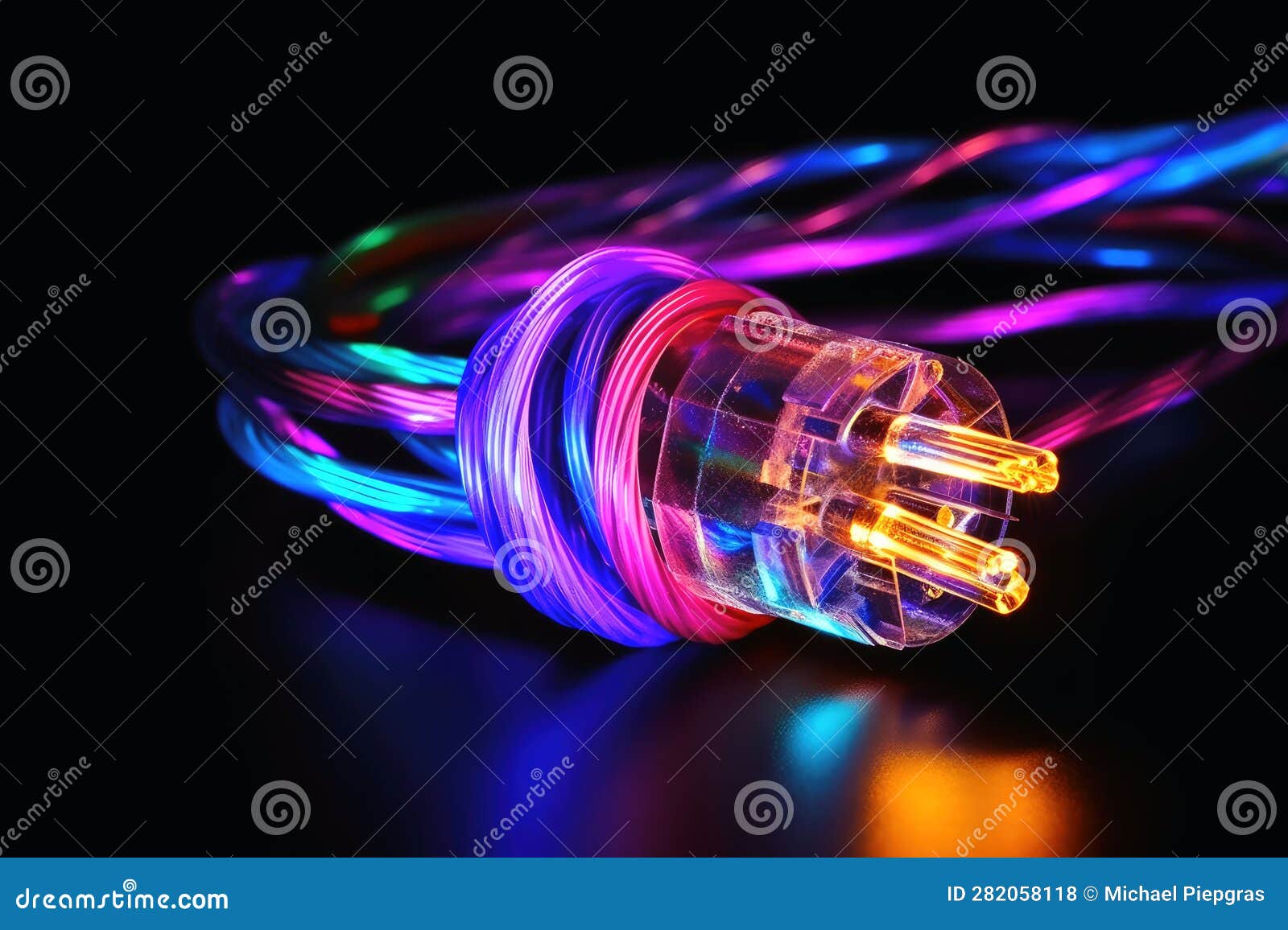 A Big Fiber Optic Cable Emitting Light Created with Generative AI ...