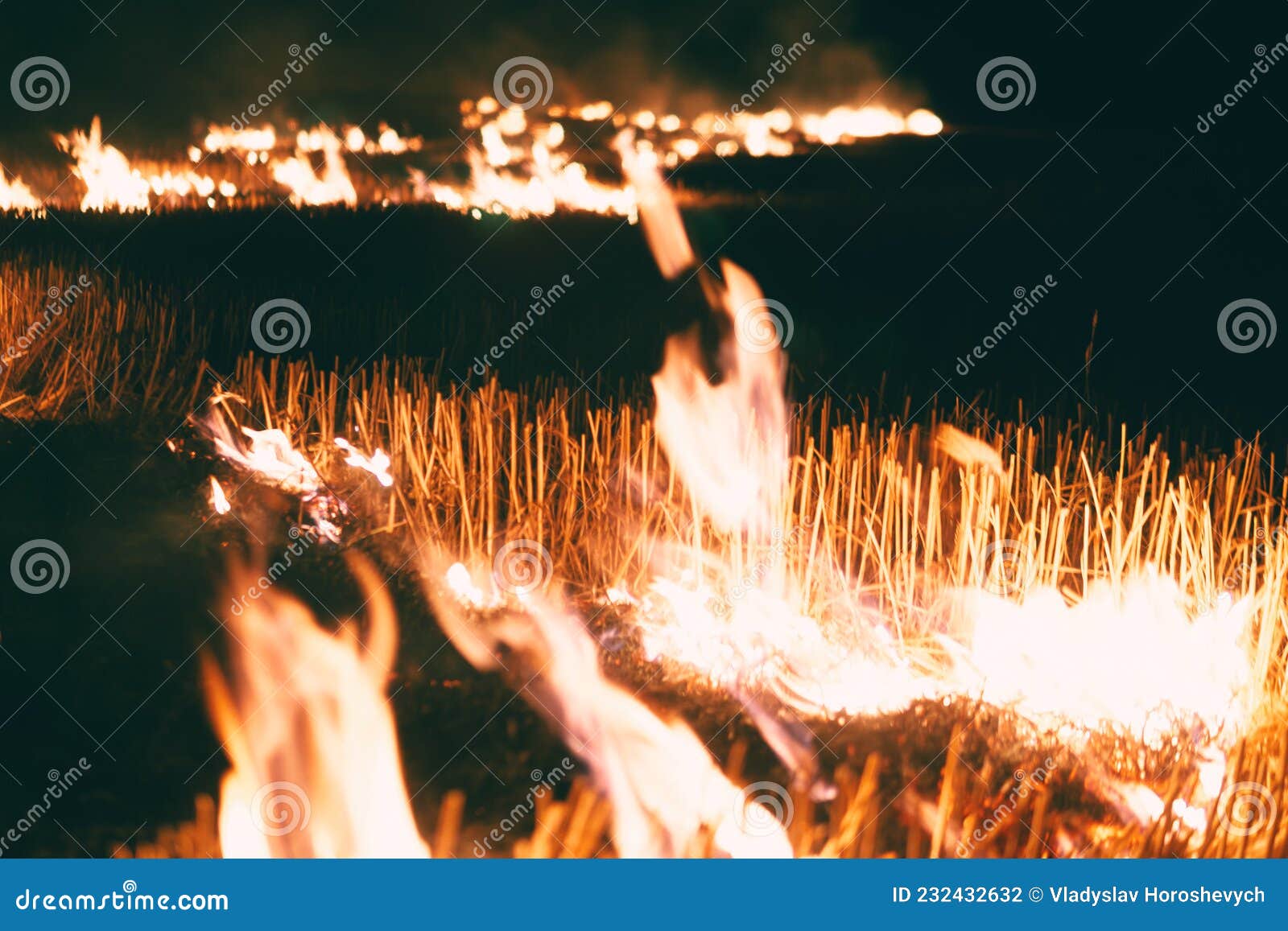 Big Fire and a Lot of Thick Smoke. Fire at Night Stock Photo - Image of ...