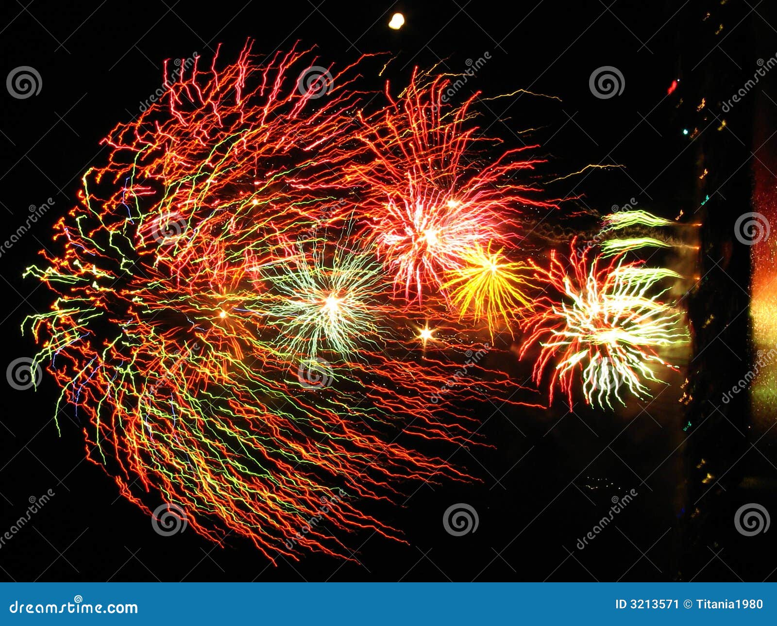 Big fireworks at night stock image. Image of magnificent - 3213571