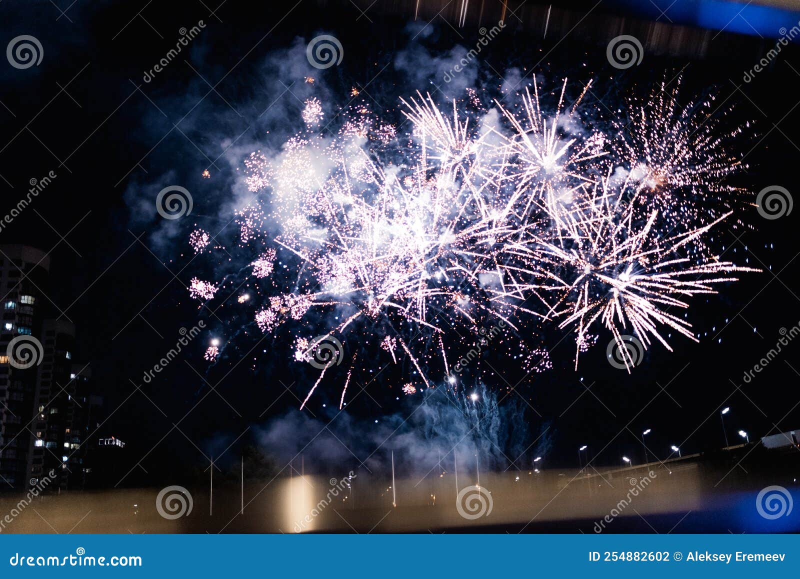 Big Fireworks in the Night Sky for the Whole Frame Stock Photo - Image ...