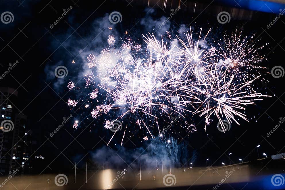 Big Fireworks in the Night Sky for the Whole Frame Stock Photo - Image ...