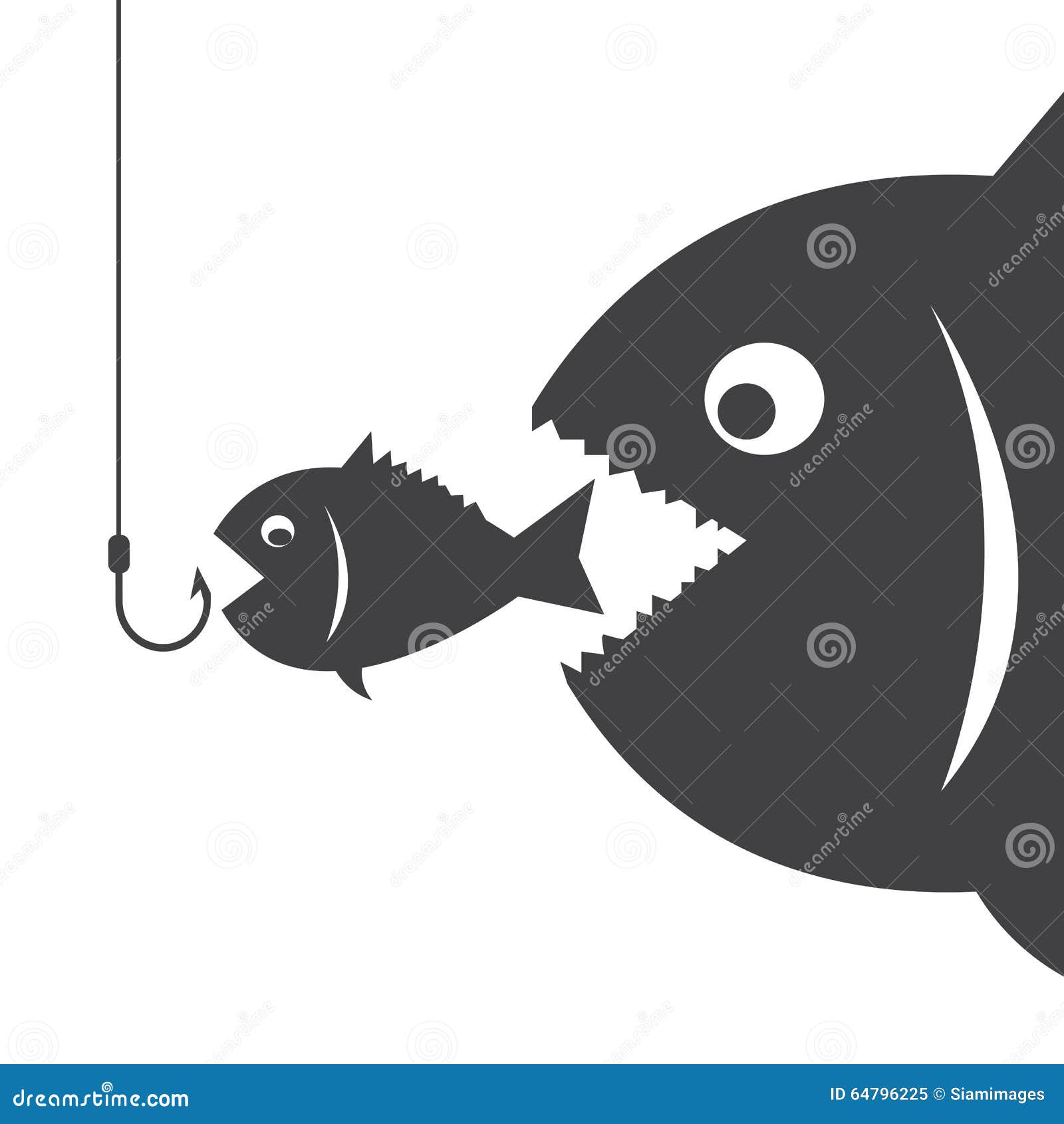 Big fish eat little fish stock vector. Illustration of design - 64796225