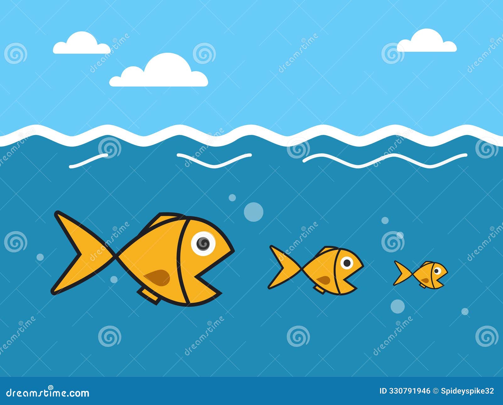 A Big Fish Eating a Smaller One. Isolated Vector Illustration Stock ...