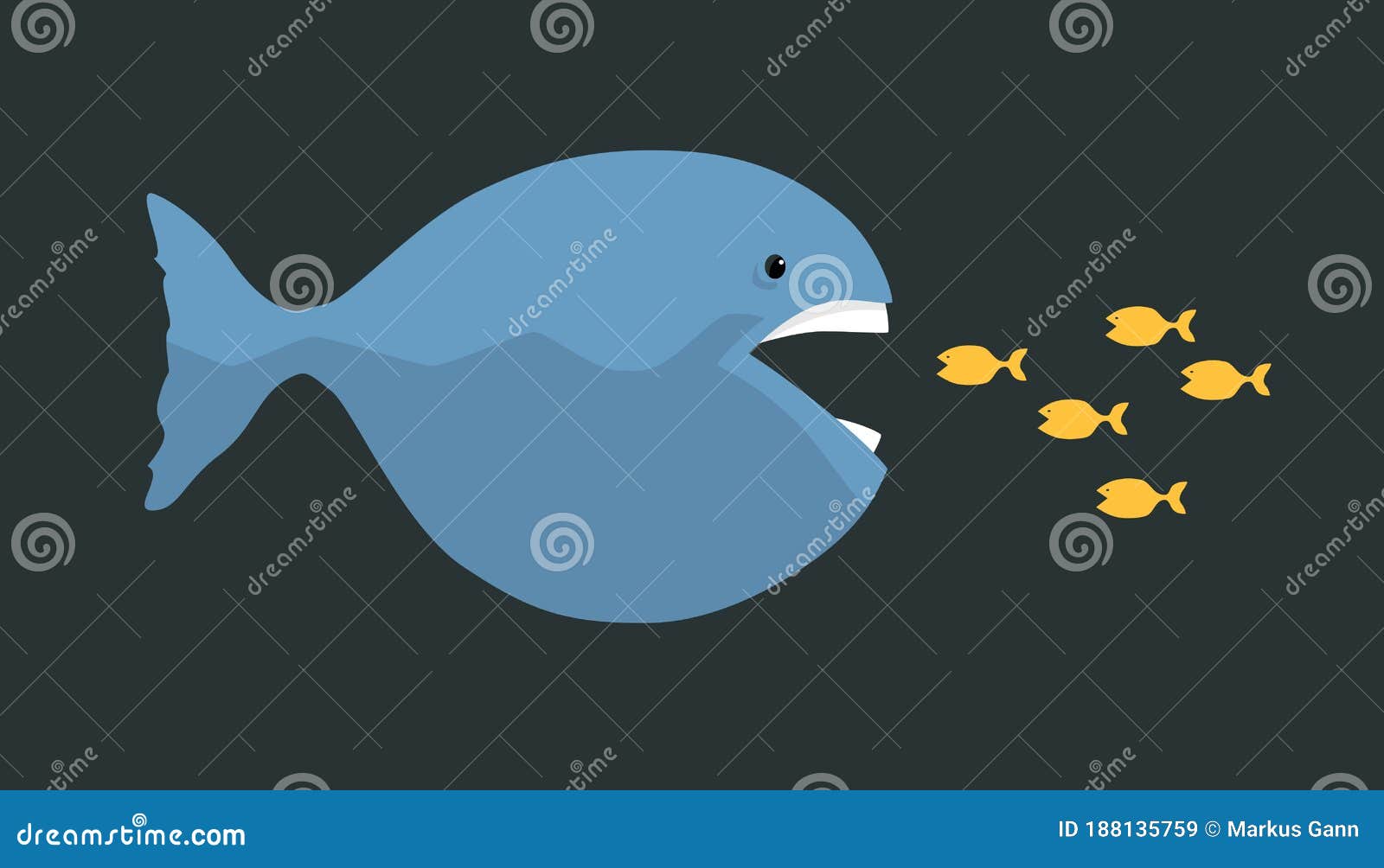 Big fish eats small fishes stock illustration. Illustration of business ...