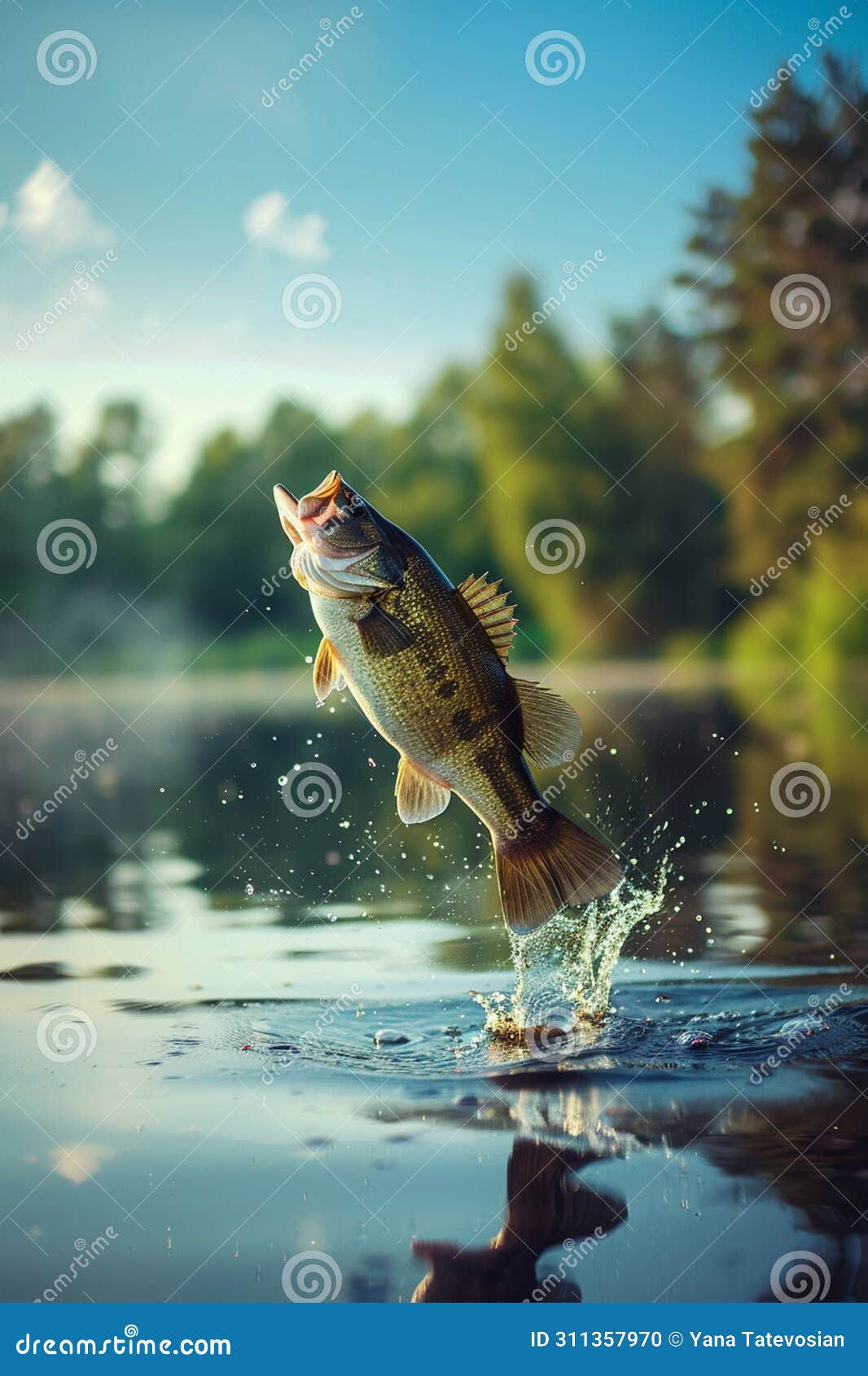 A Big Fish Jumps Out of the Water. Selective Focus. . Stock Photo ...