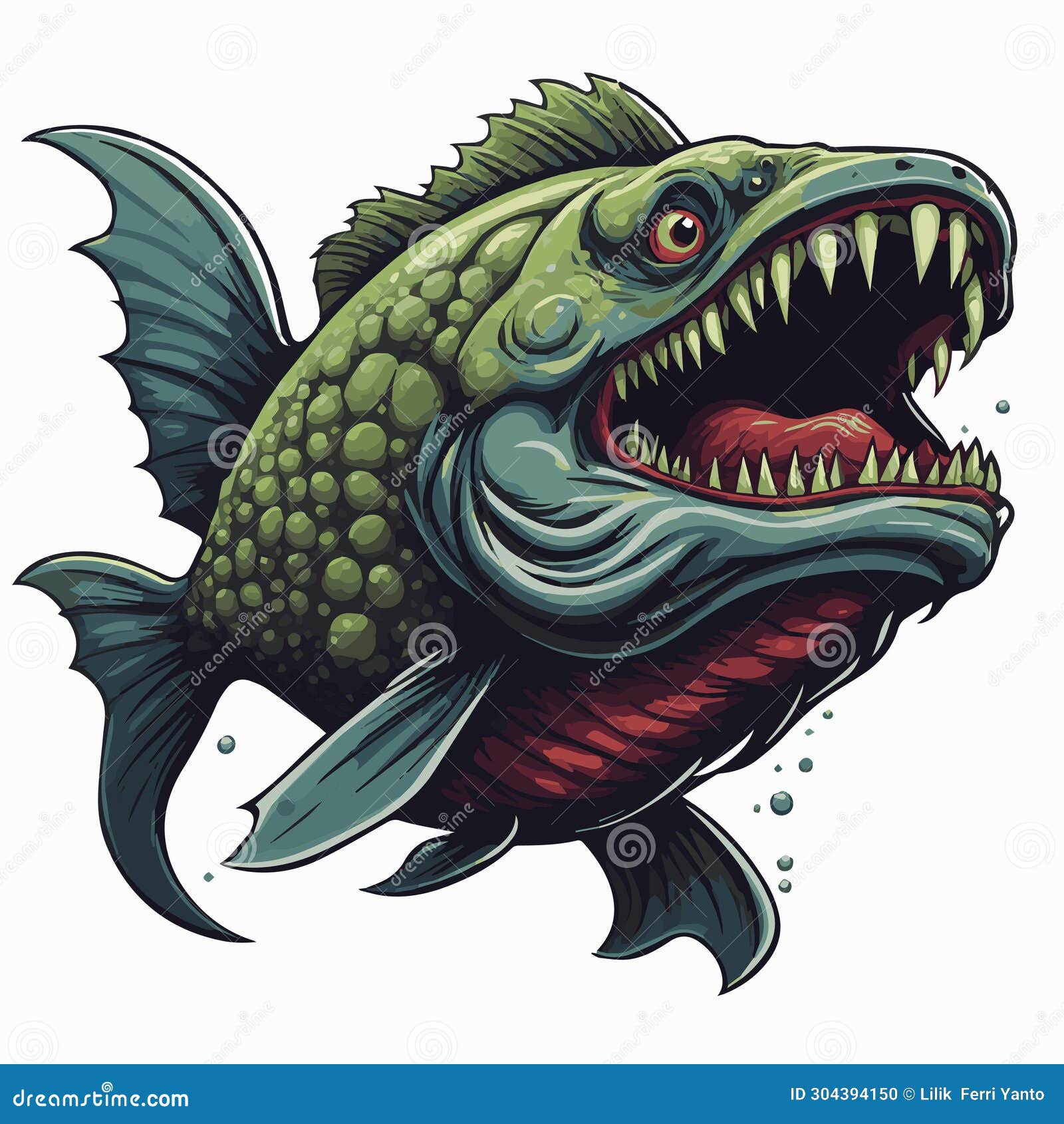 Big Fish Monster with Sharp Teeth Vector Illustrations Stock Vector ...