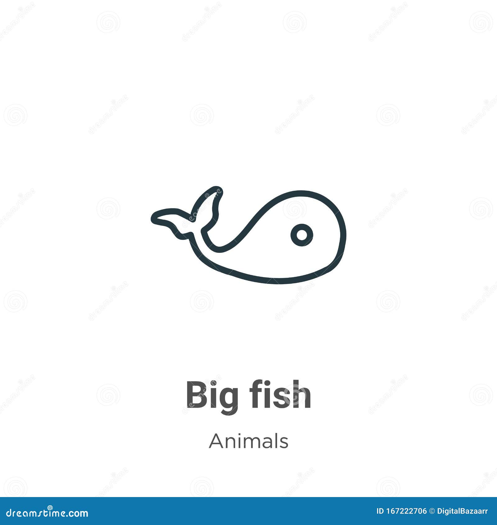 Big Fish Outline Vector Icon. Thin Line Black Big Fish Icon, Flat ...