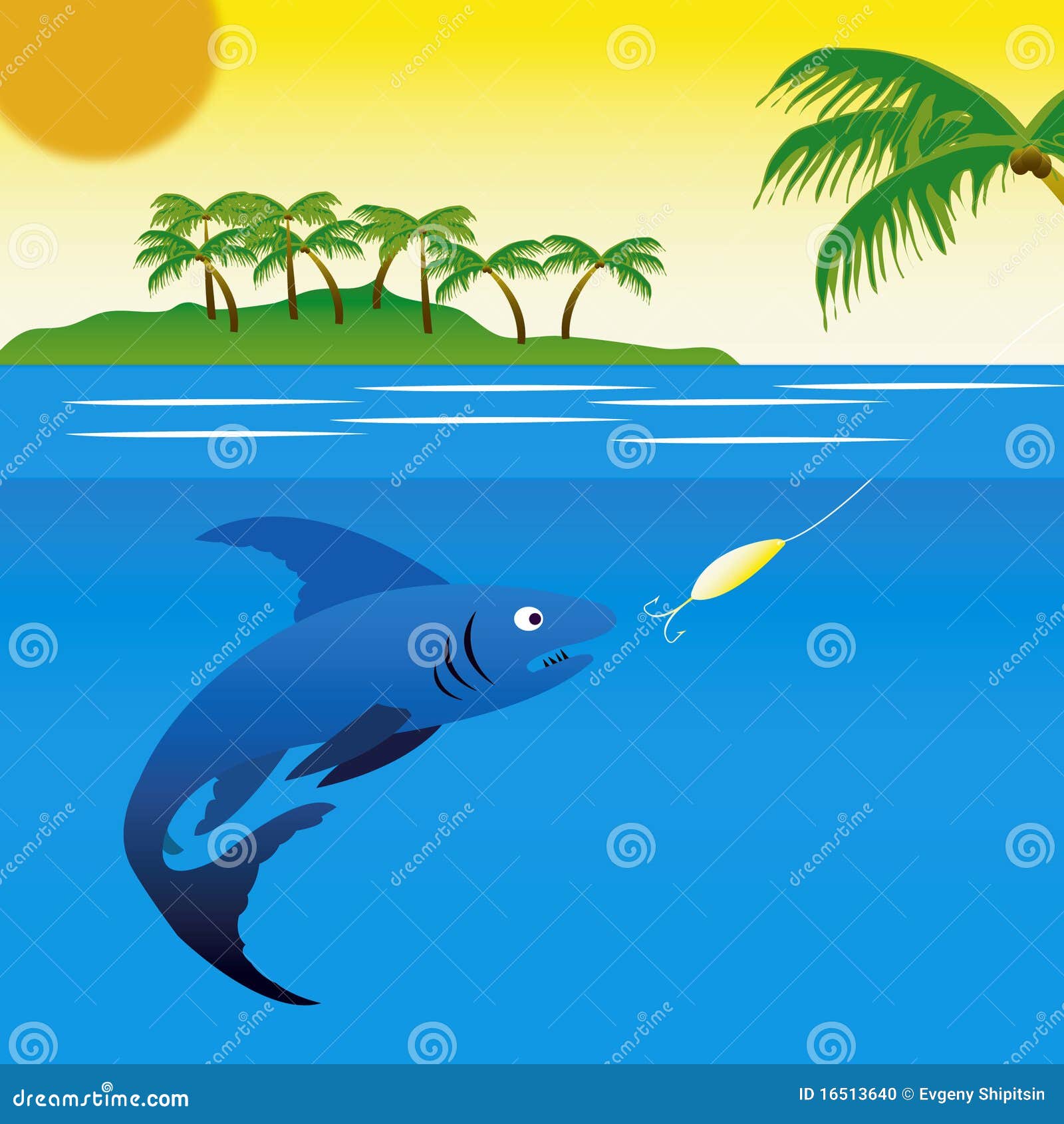 Big Fish Pecks on Spoon Bait Stock Illustration - Illustration of ocean ...