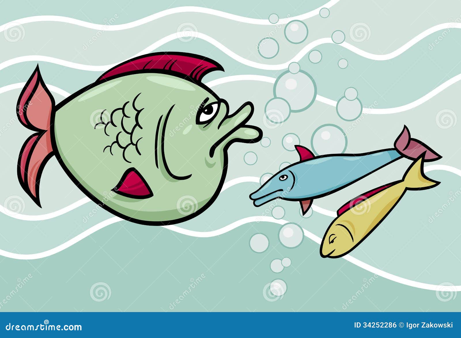 Big Fish in the Sea Cartoon Illustration Stock Vector - Illustration of ...