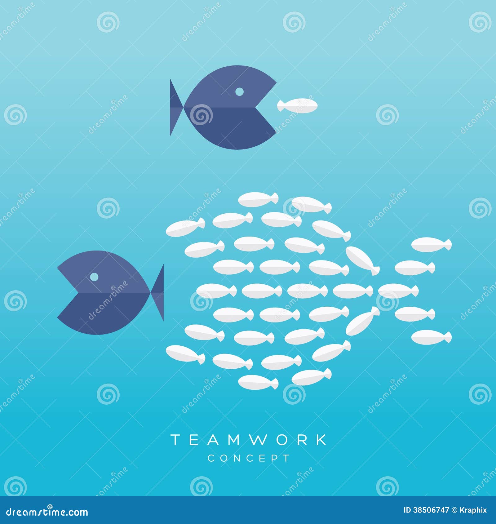 Big Fish Small Fish Teamwork Concept Stock Vector - Illustration of ...