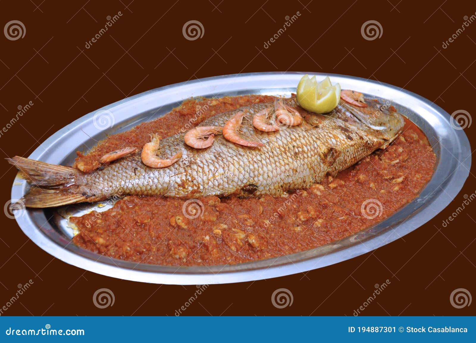 Big Fish with Tomato Sauce. Spanish Cooking Stock Image - Image of food ...