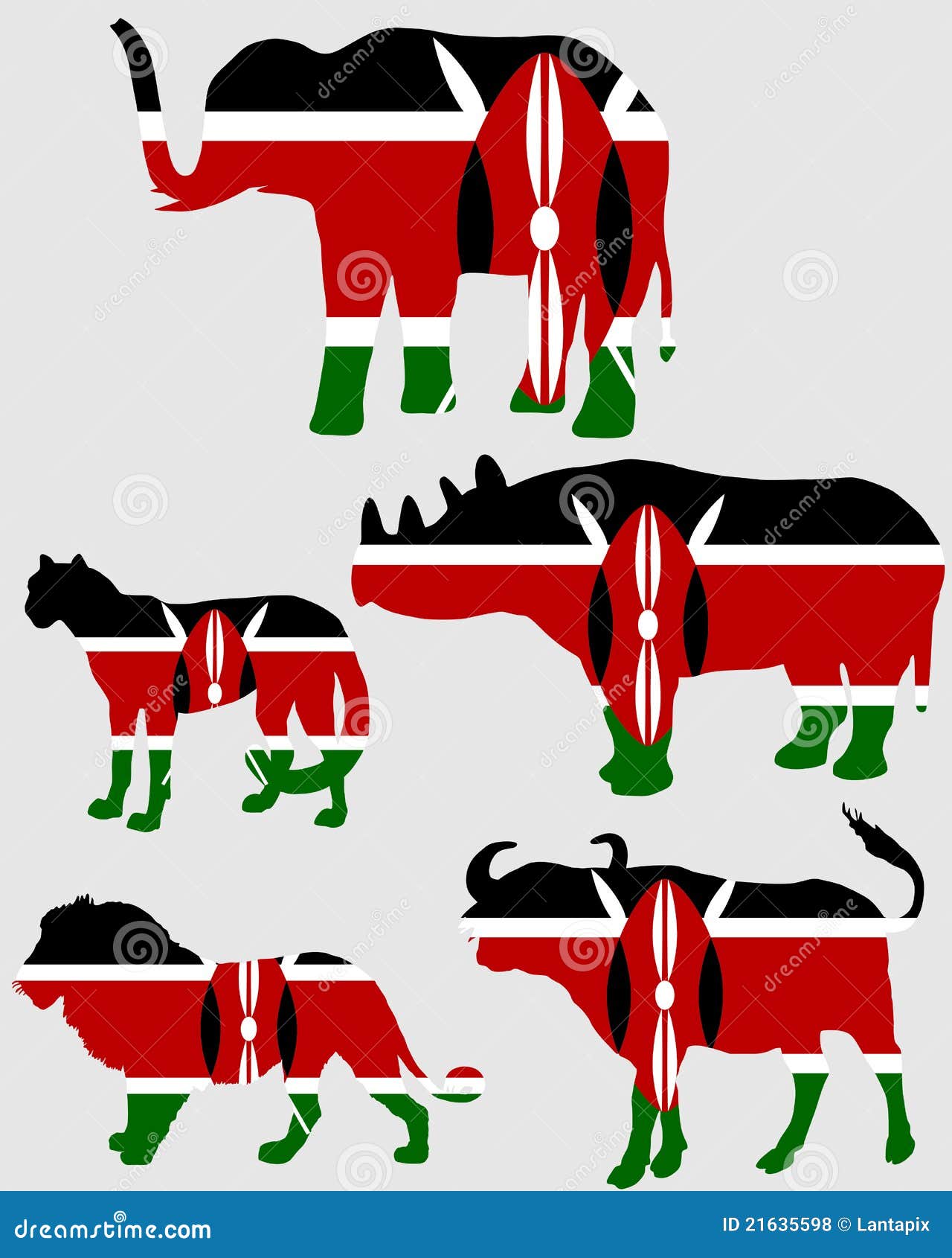 Big Five Kenya stock vector. Illustration of africana - 21635598