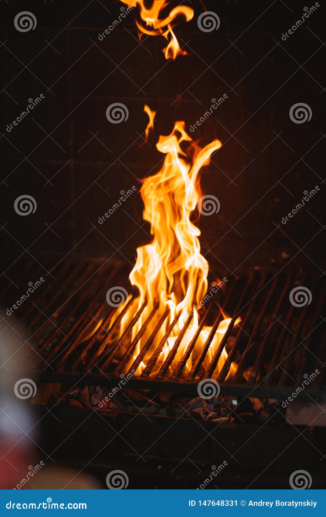 Big flame of barbecue stock image. Image of background - 147648331