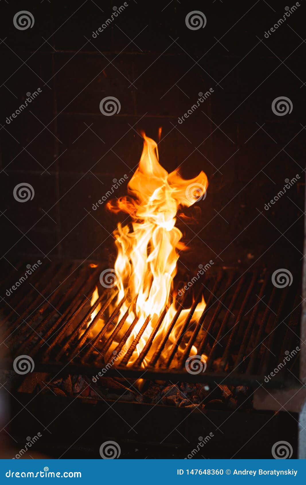 Big flame of barbecue stock photo. Image of heat, black - 147648360