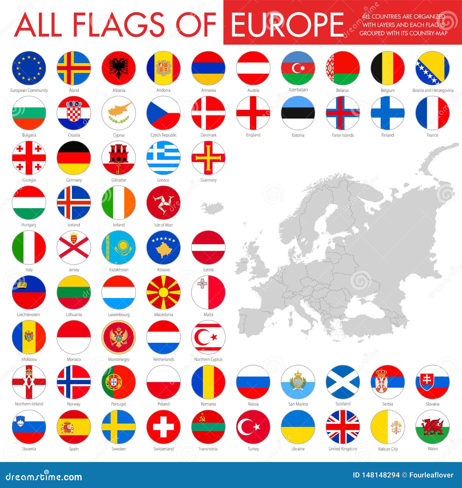 Big Flat Button Flags Set - European Countries Stock Vector ...