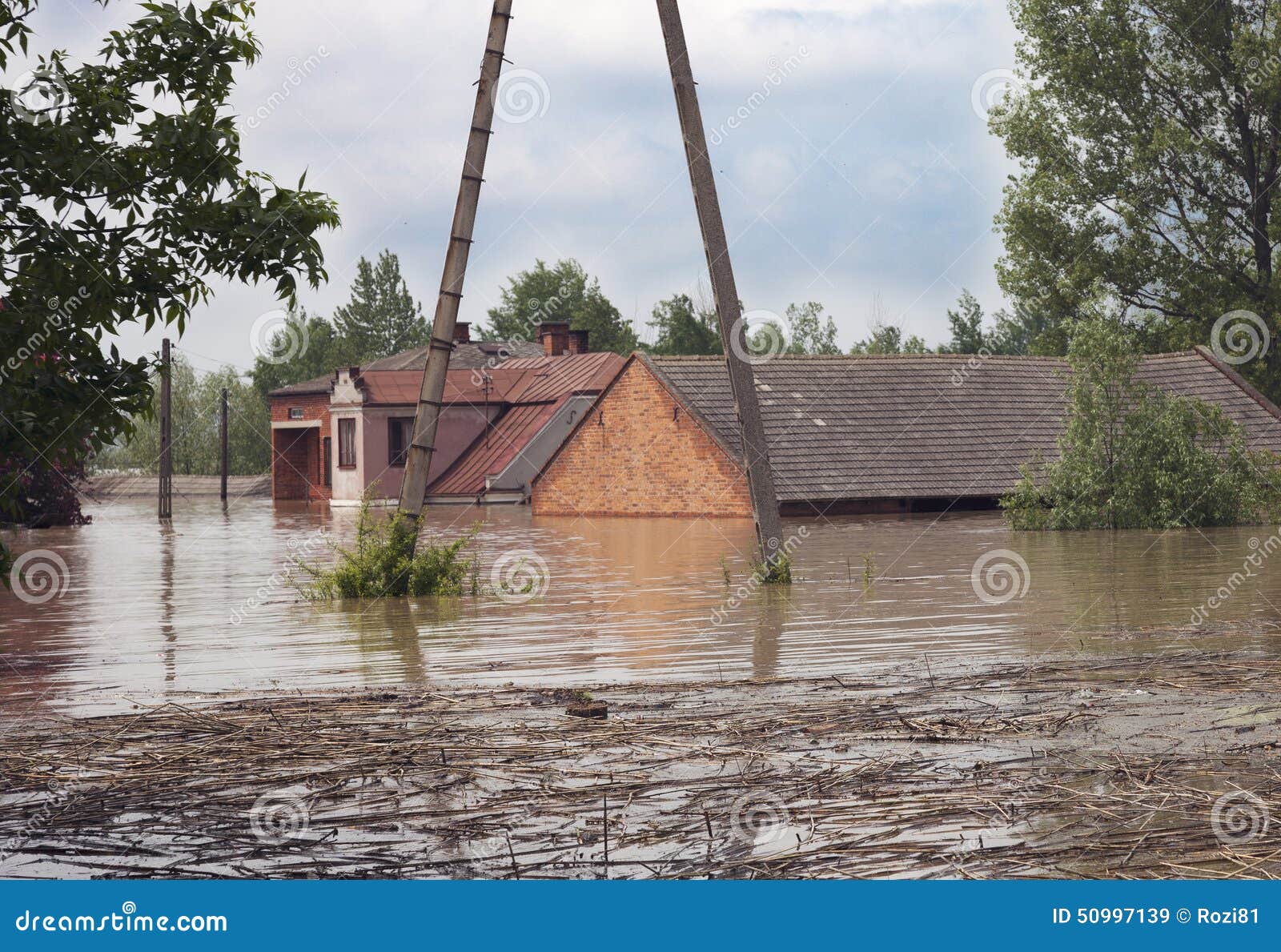 Big flood stock image. Image of natural, inundate, bungalow - 50997139