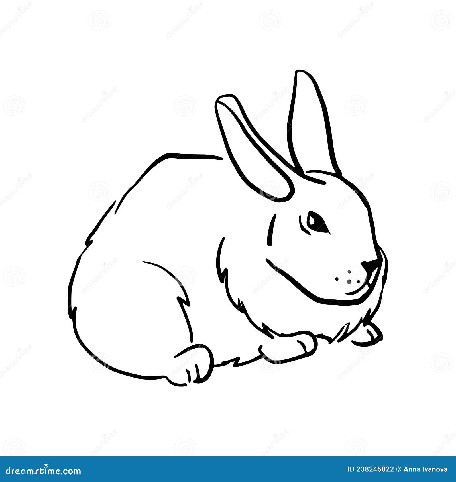 Big Fluffy Rabbit Sitting Hand Drawn Vector Illustrations Stock Vector ...
