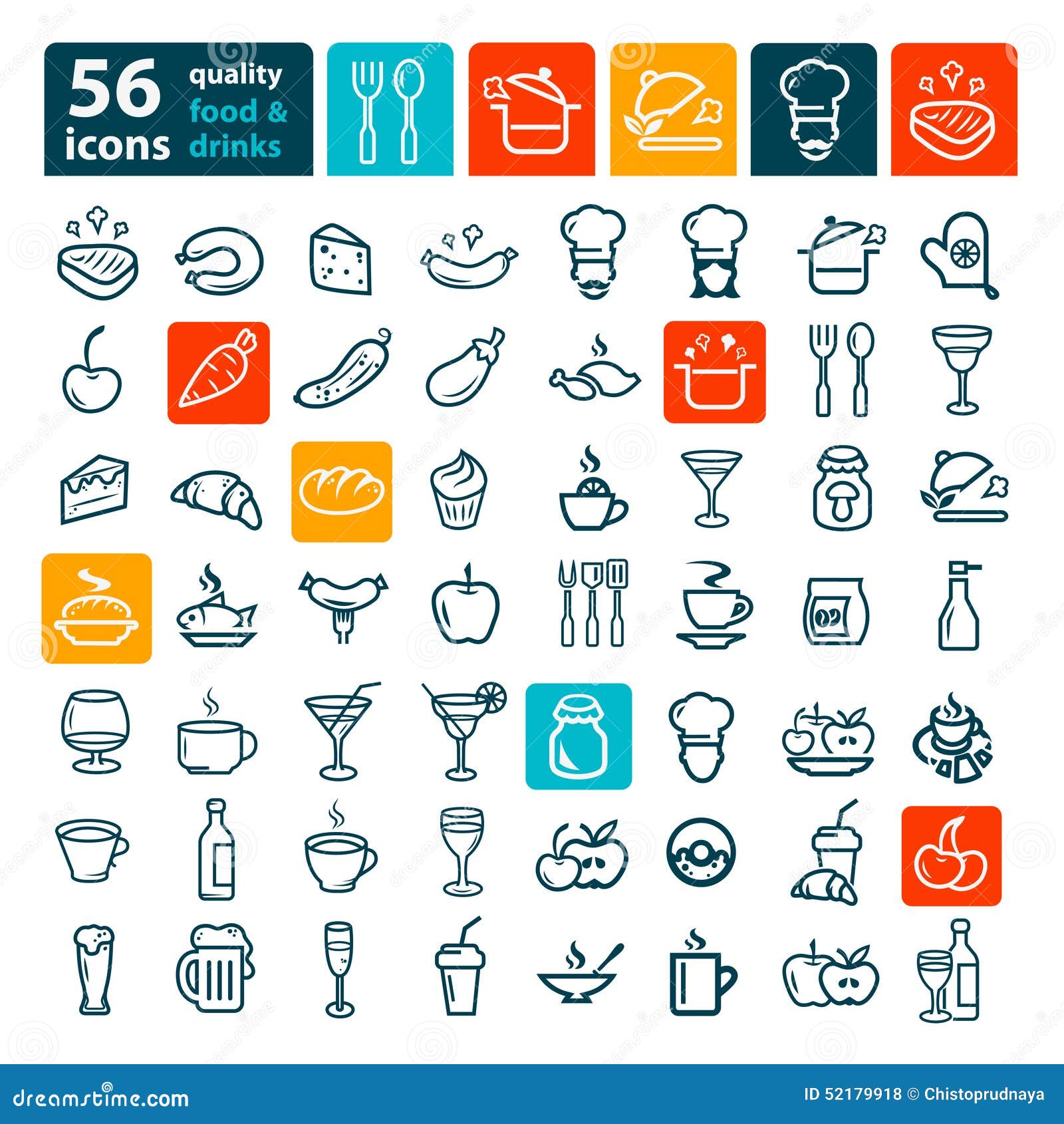 Big food icon set stock vector. Illustration of icon - 52179918