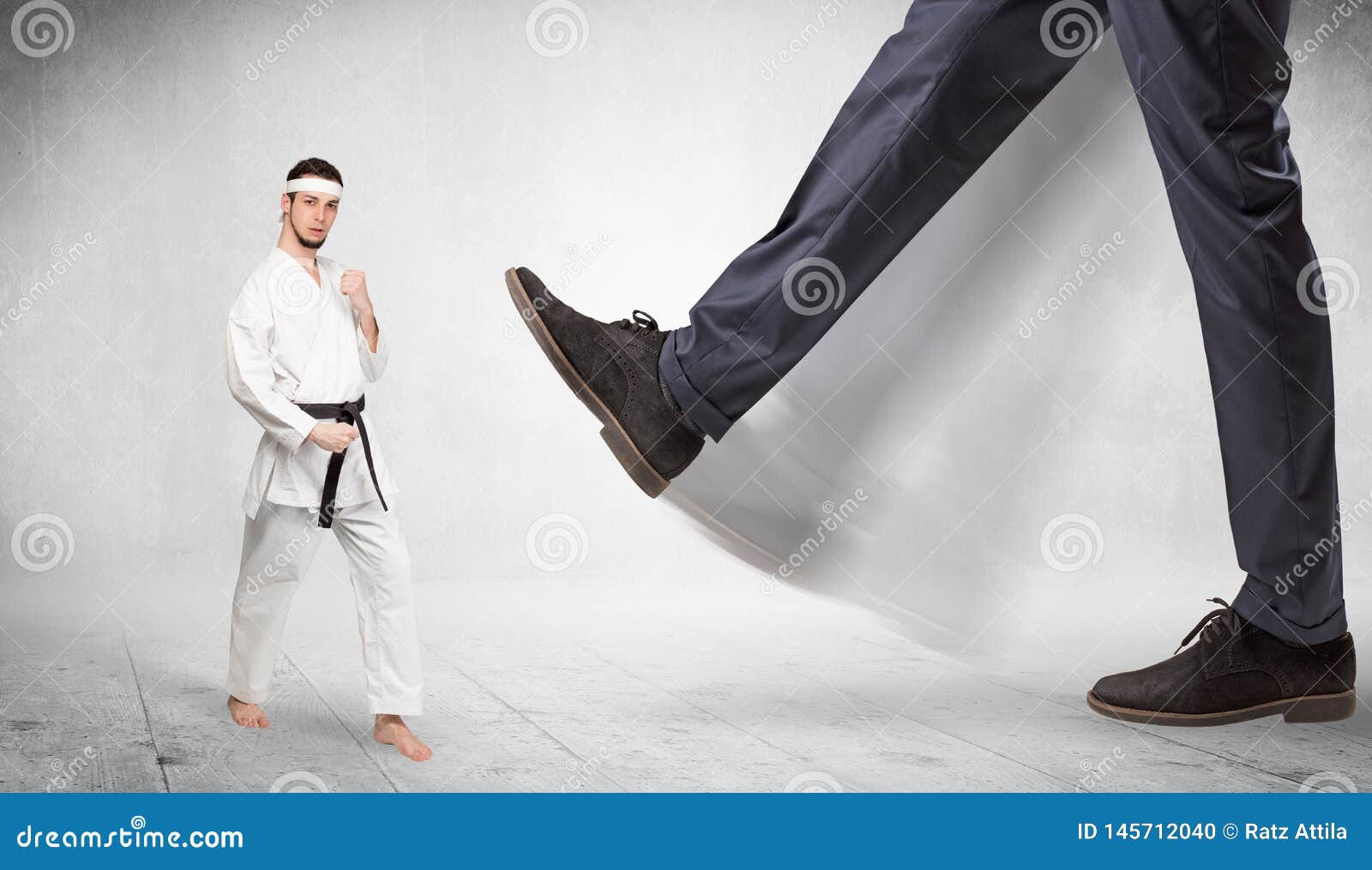 Big Foot Trample Karate Trainer Concept Stock Photo - Image of clothes ...