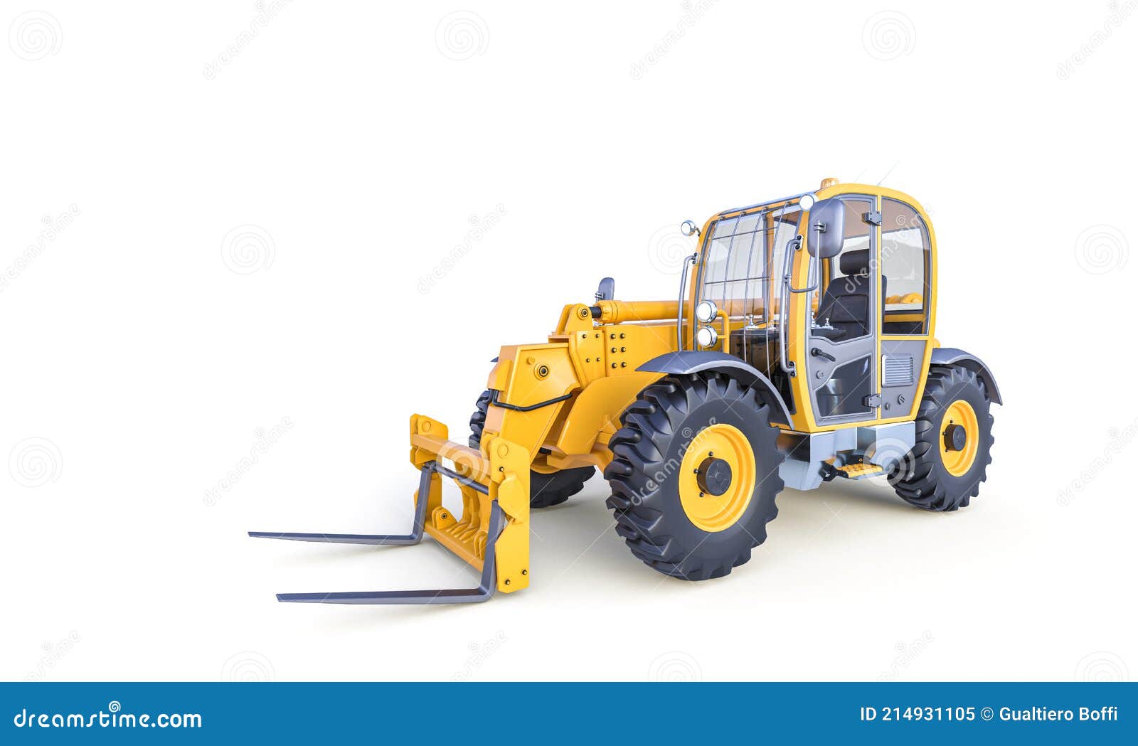 Big Forklift on the White Background Stock Illustration - Illustration ...