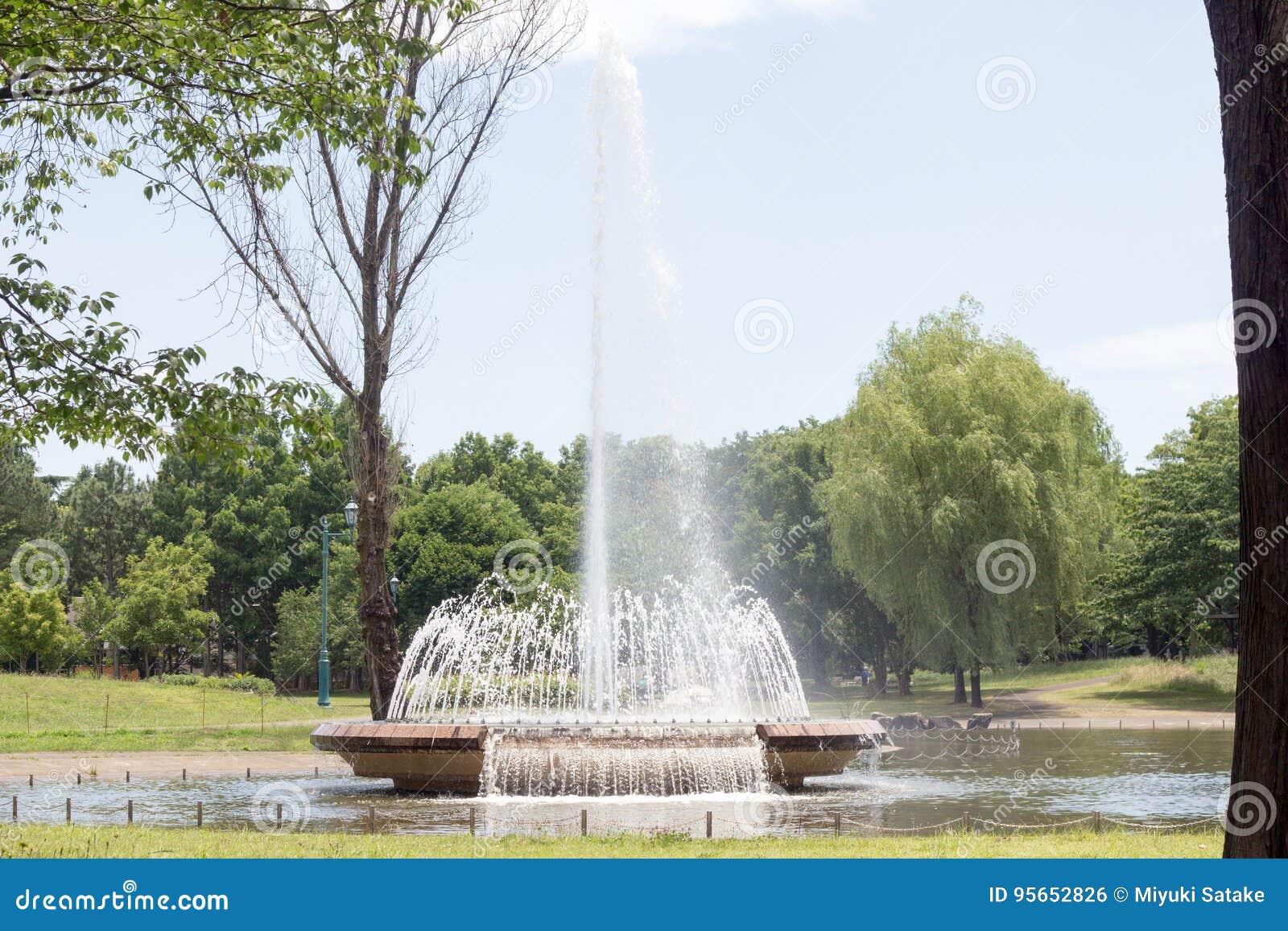 Big fountain in a park stock photo. Image of urban, high - 95652826