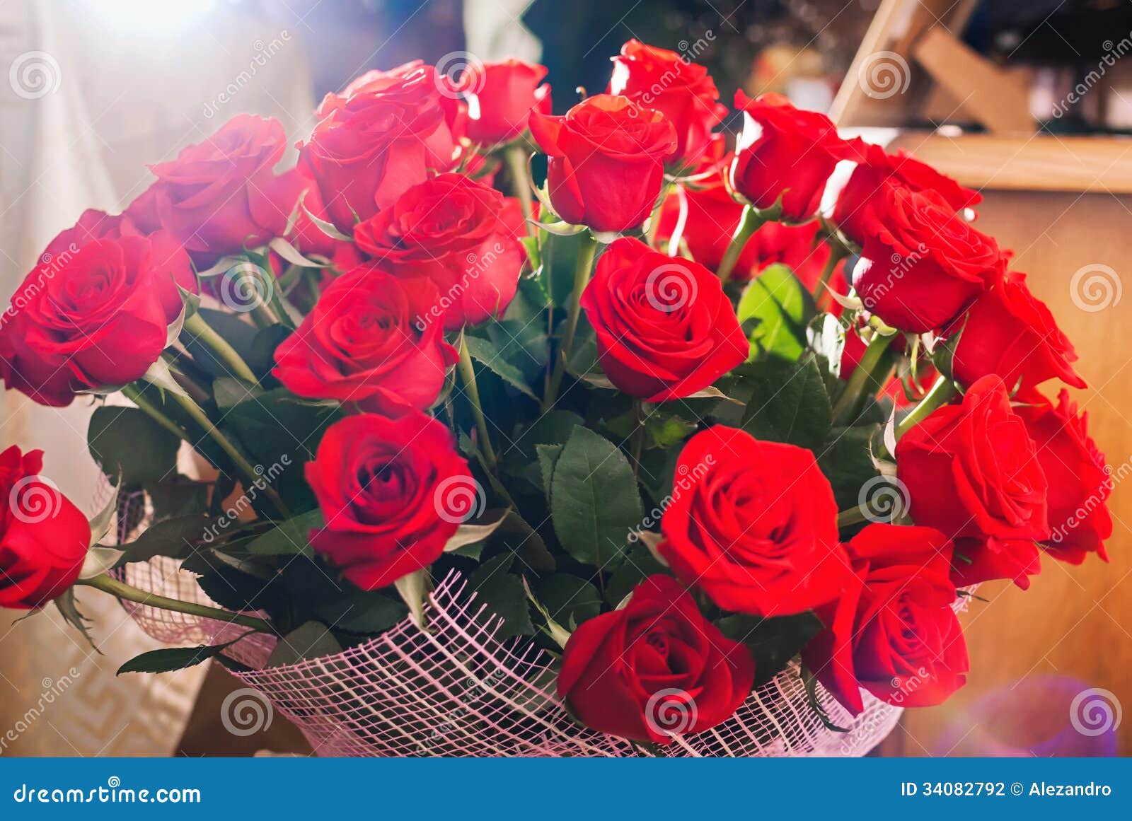 Big Fresh Bouquet of Red Roses Stock Photo - Image of rose, flowers ...