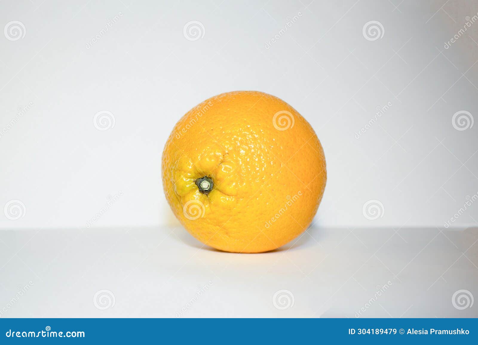 Big Fresh Single Orange Fruit Lying on a White Table Stock Image ...