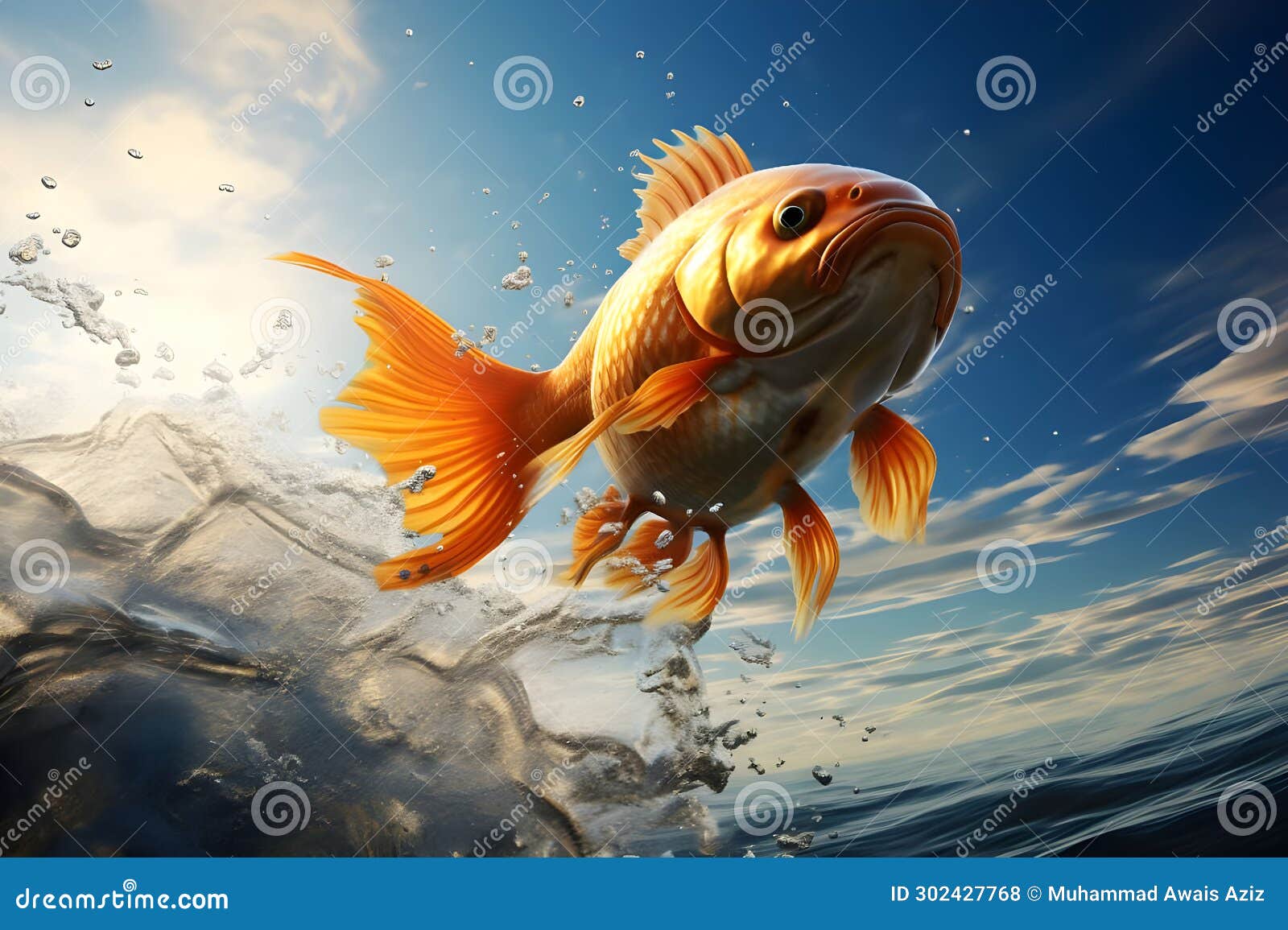 Big Freshwater Fish Floating on the Surface of the Water - Ai Generated ...