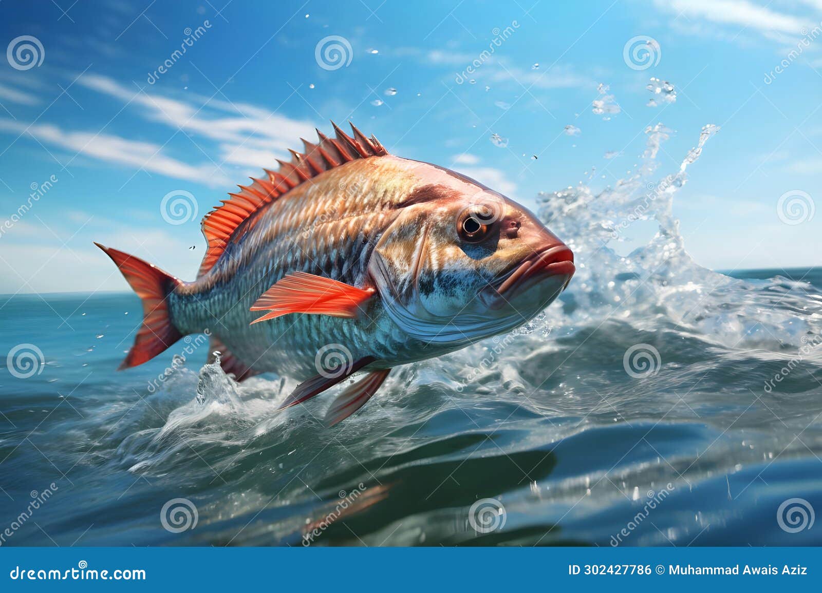 Big Freshwater Fish Floating on the Surface of the Water - Ai Generated ...