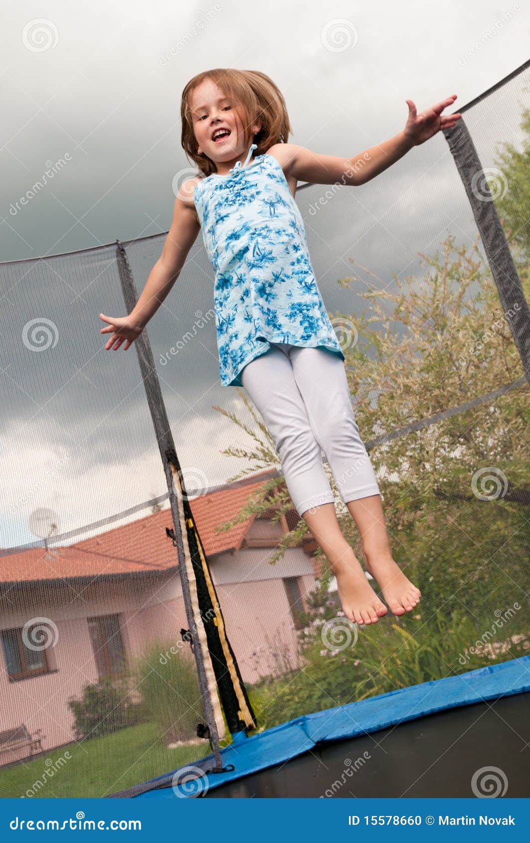 Big Fun - Child Jumping Trampoline Stock Photo - Image of life, laugh ...