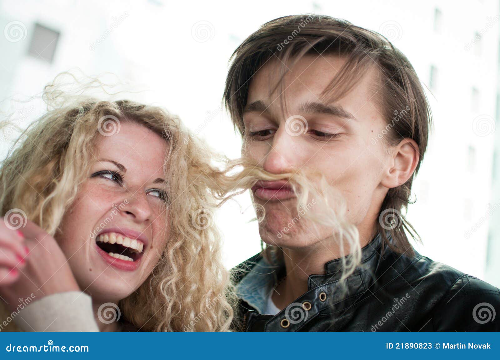 Big Fun - Couple Playing with Hair Stock Image - Image of emotion ...