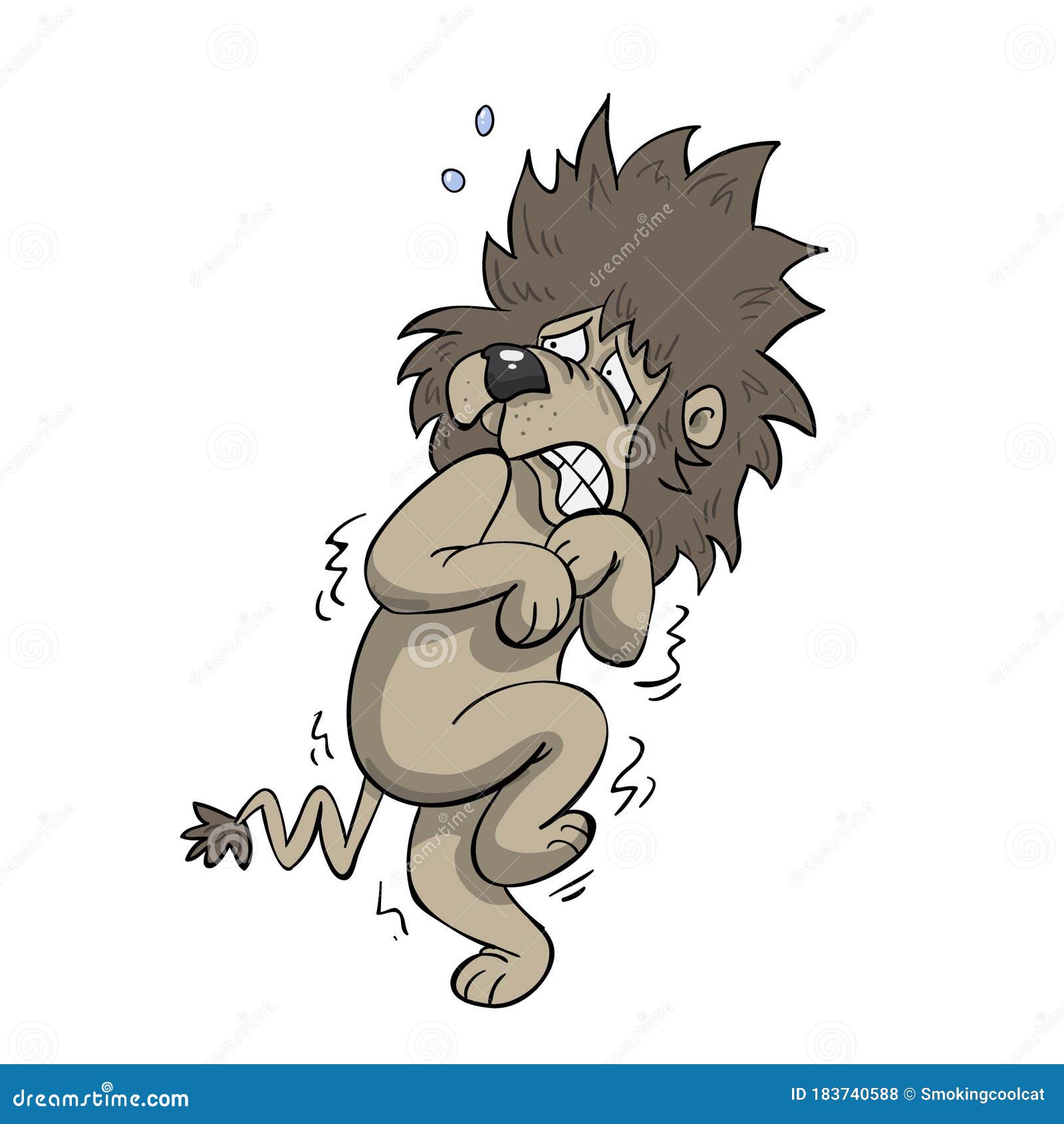 Big Fury Scared Lion Vector Illustration | CartoonDealer.com #183740588